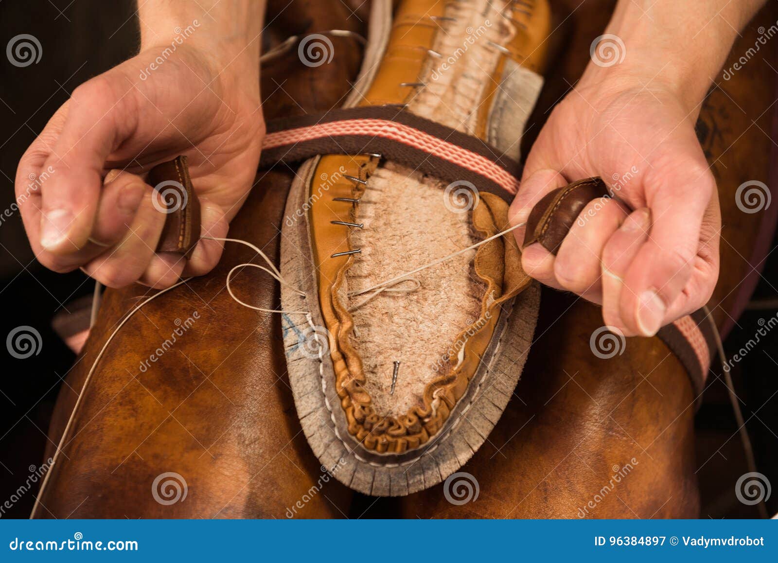 Bootmaker Sitting in Workshop Making Shoes Stock Image - Image of shoe ...