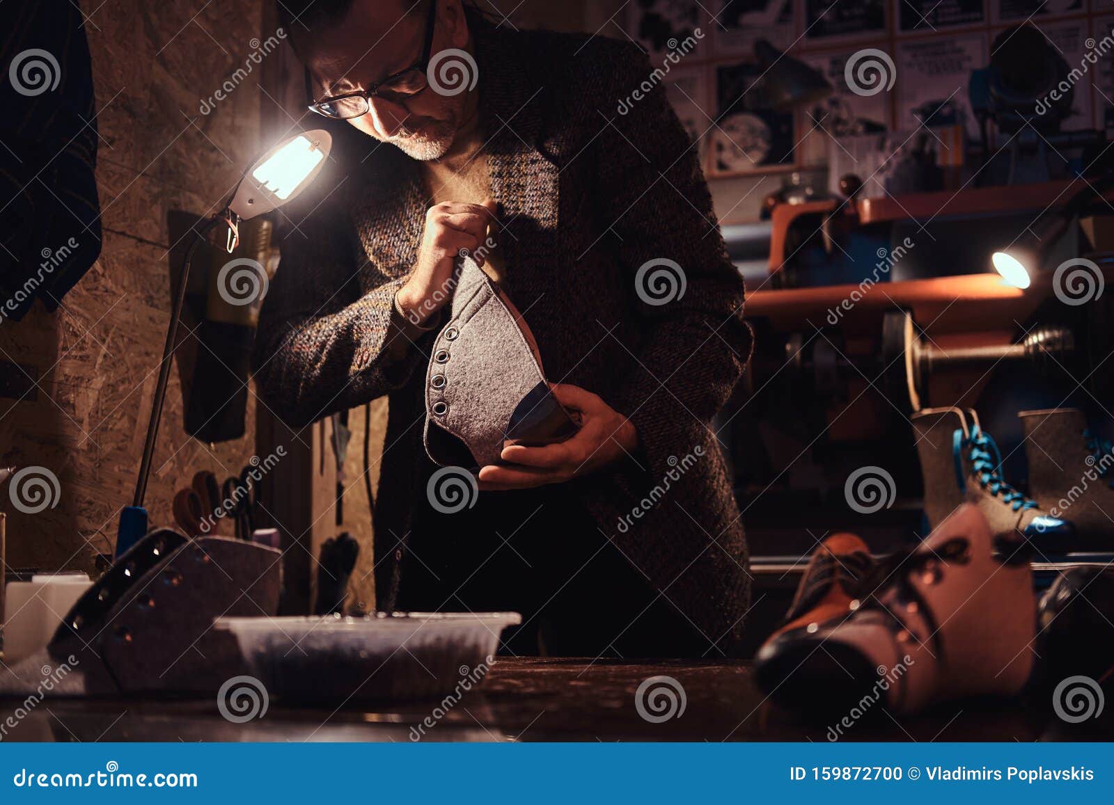 Bootmaker at Work - he Got a New Progect Stock Photo - Image of cobbler ...
