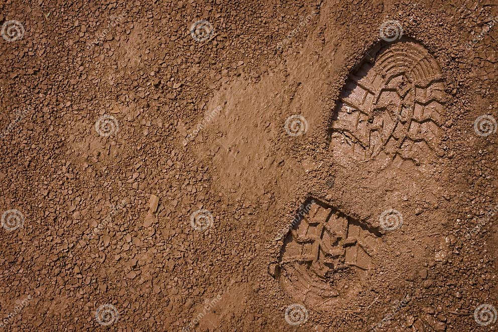 Bootprint on mud stock photo. Image of footprint, broken - 16293204