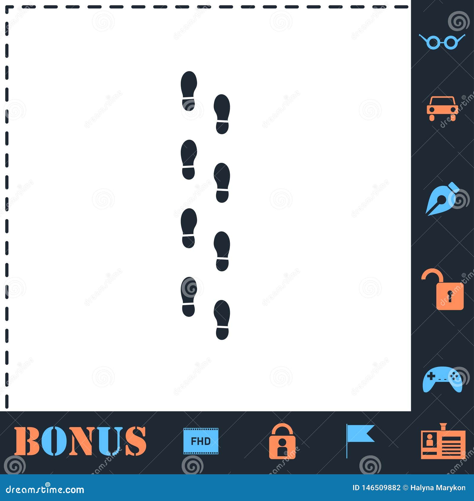 Bootprints icon flat stock vector. Illustration of footwear - 146509882