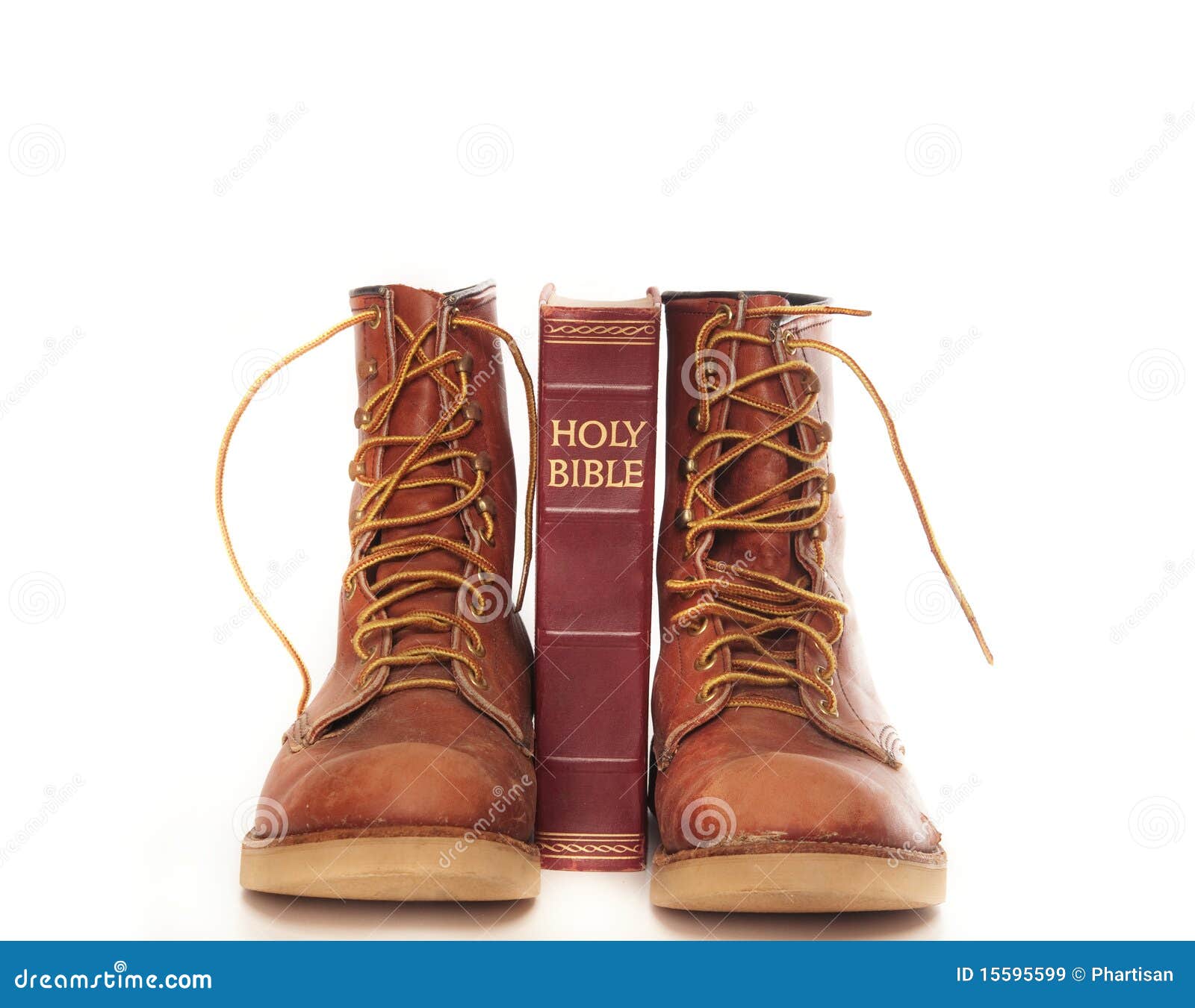 Boots and Bible Isolated Against White Stock Image - Image of ...
