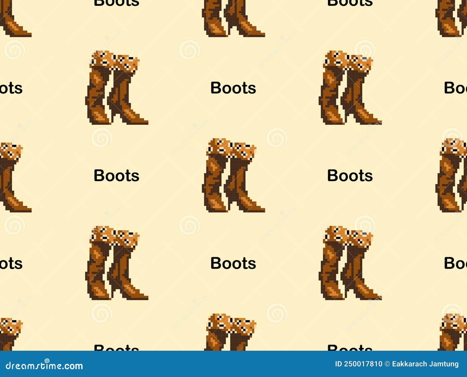 Boots Seamless Pattern on Yellow Background. Pixel Style Stock Vector ...