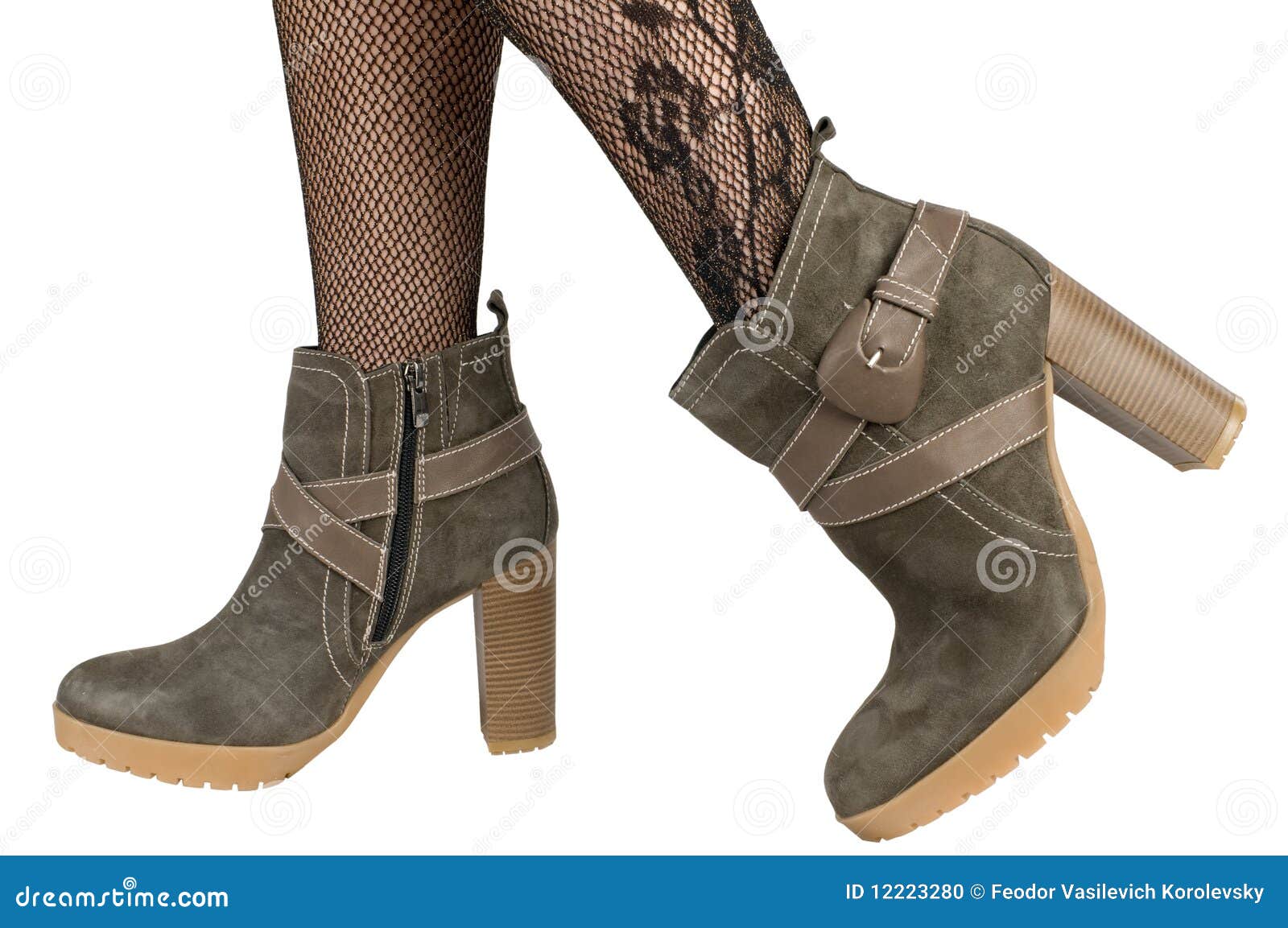 Boots and female feet. stock photo. Image of moving, temptation - 12223280