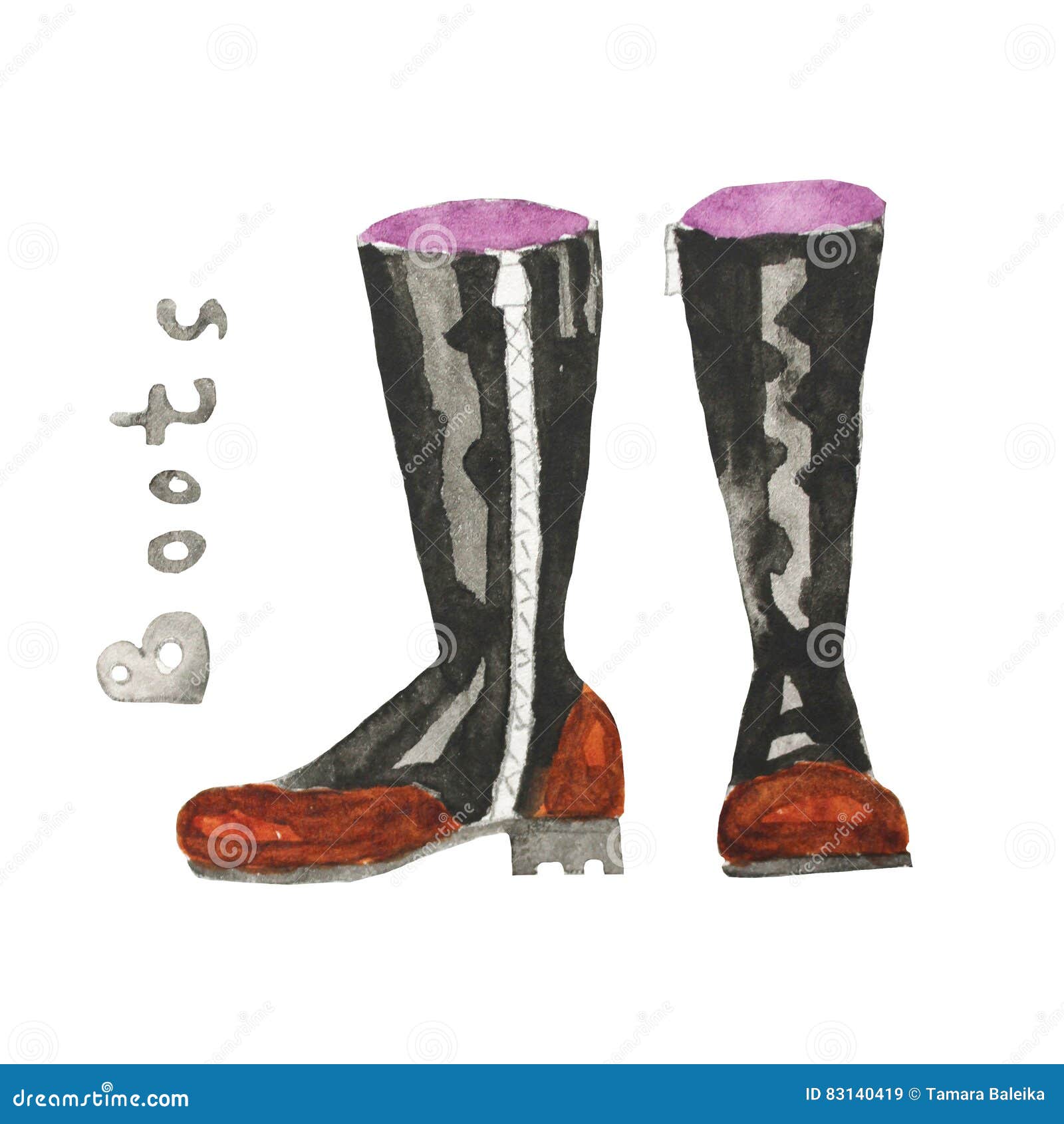Boots. Hand Drawn Watercolor Illustration Stock Illustration ...