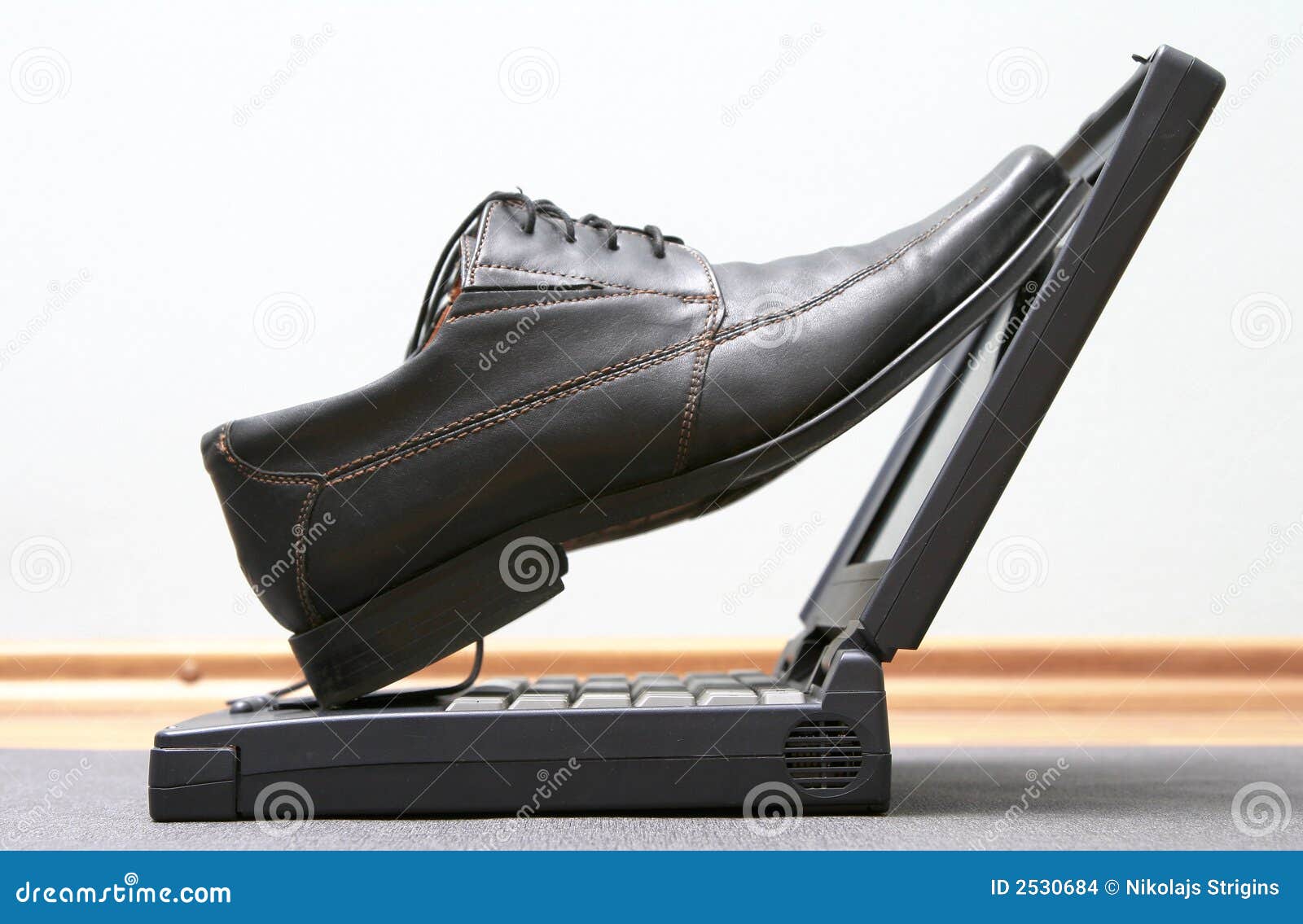 Boots on laptop stock photo. Image of desktop, footwear - 2530684