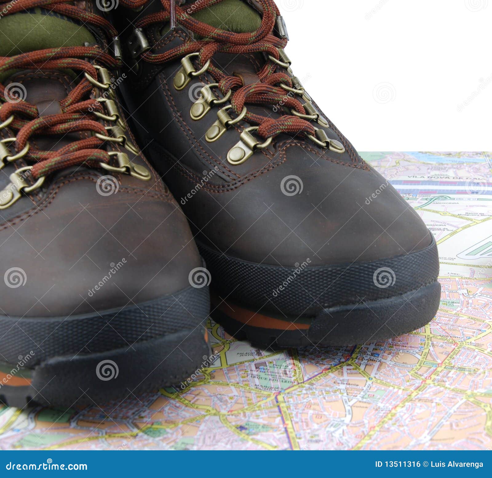 Boots and map stock photo. Image of heavy, pair, shoelace - 13511316