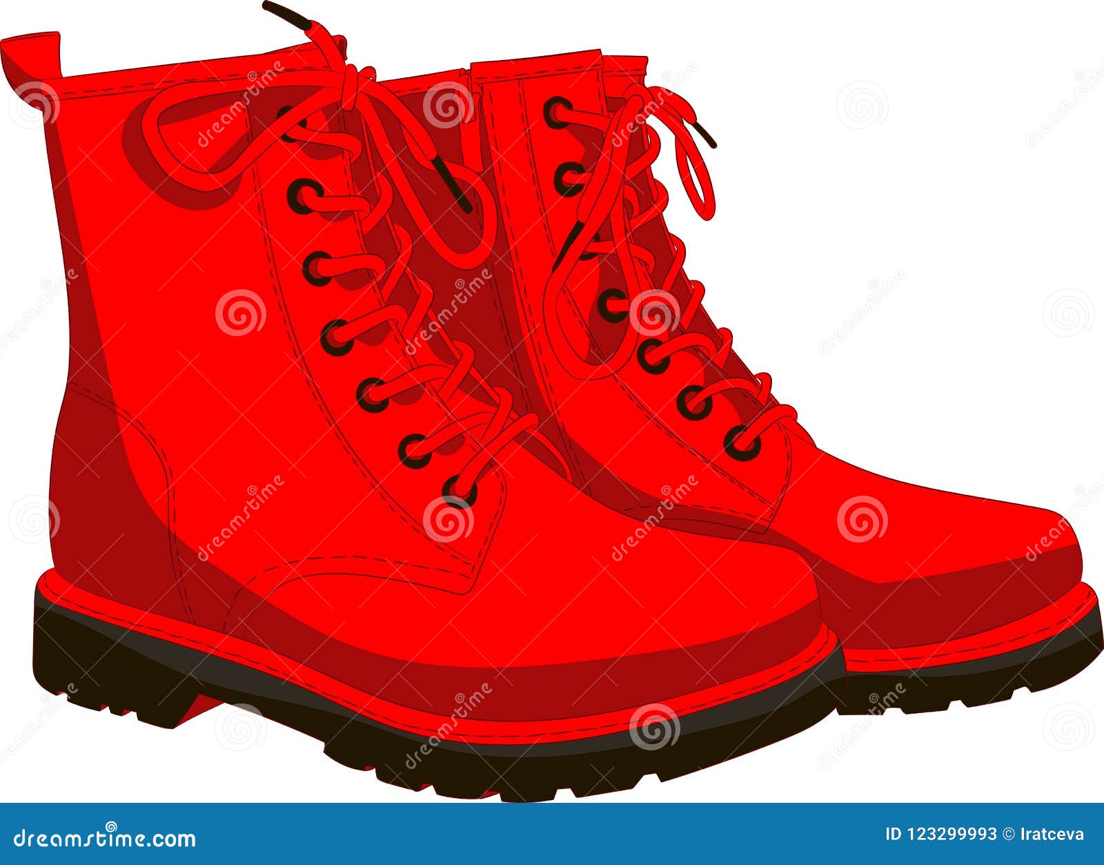 Boots Red Isolated on White Stock Vector - Illustration of leather ...