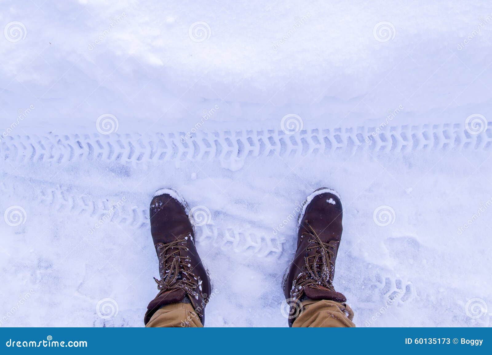 Boots in snow stock image. Image of cold, white, walk - 60135173