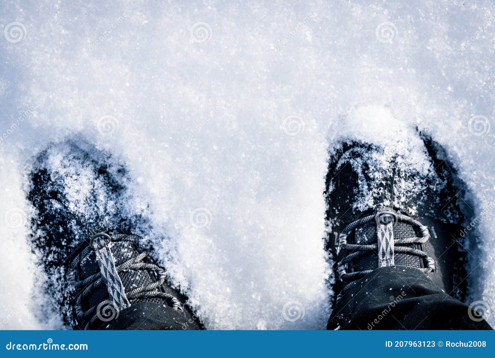 Boots in the Snow. View from Above Stock Image - Image of lifestyle ...