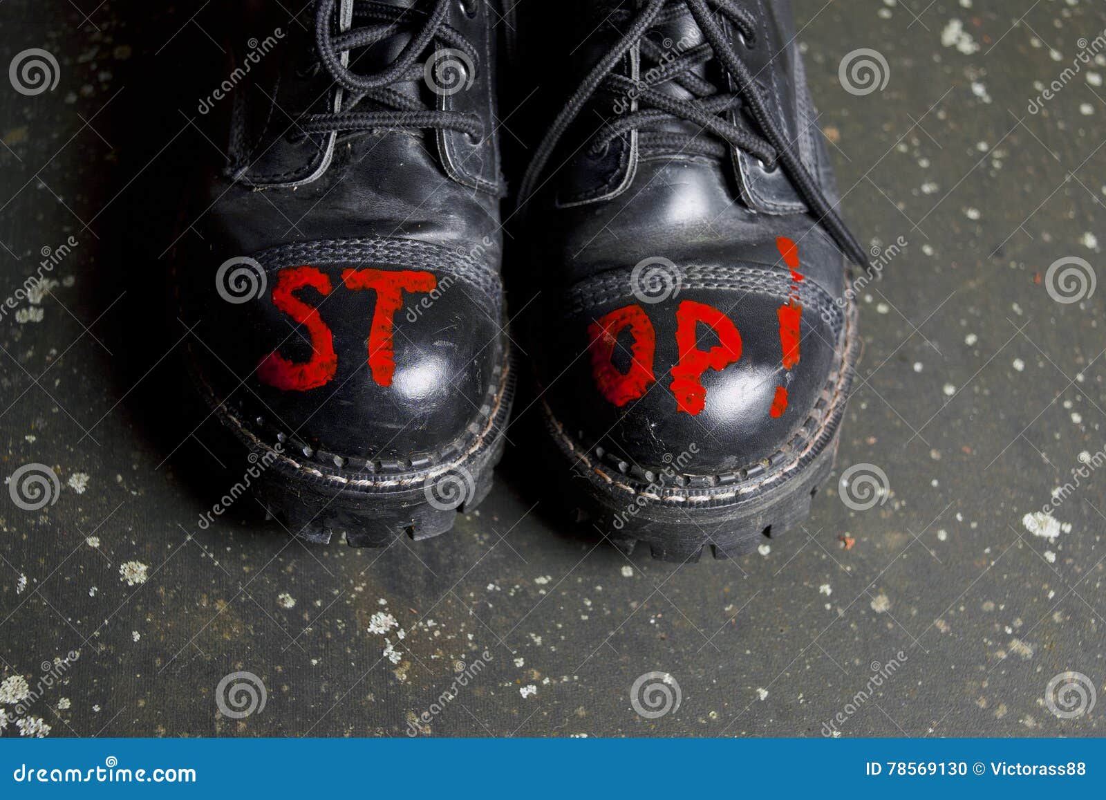 Boots with Stop Sign stock photo. Image of prohibition - 78569130