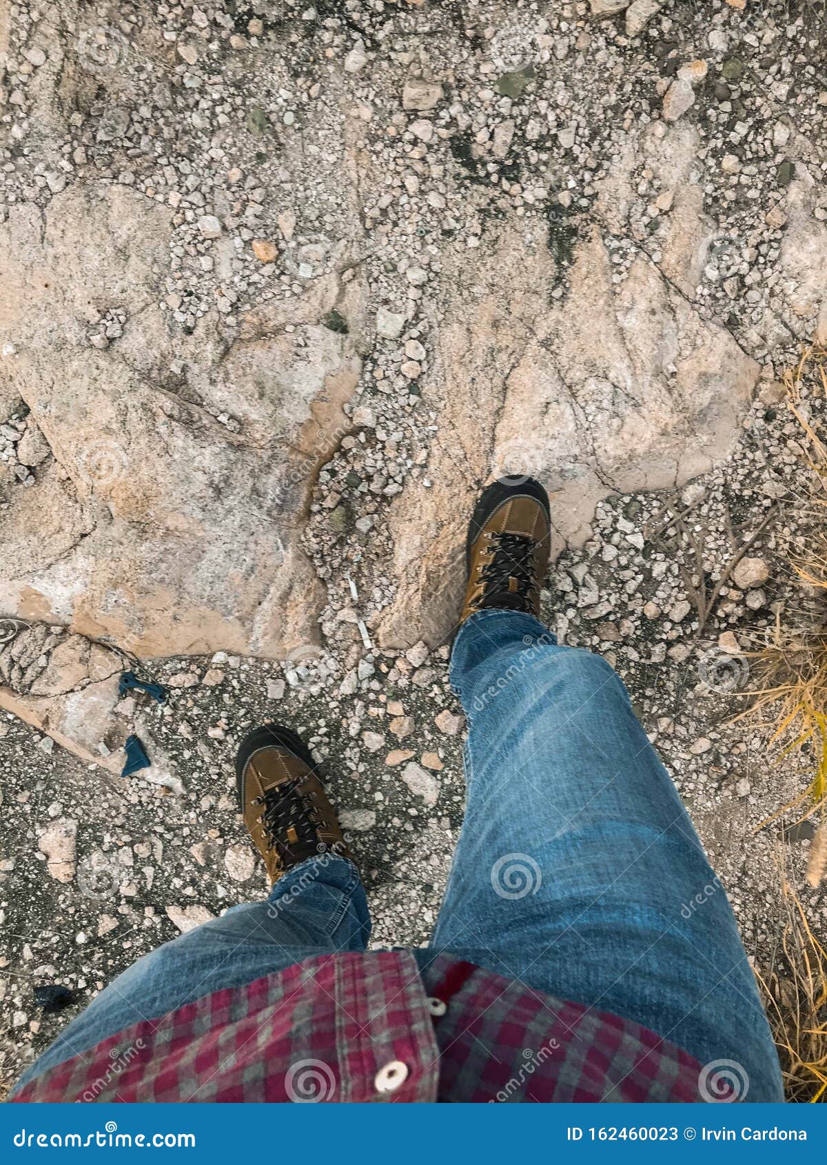 Boots Top View Over Big Stone on Natural Path Stock Image - Image of ...