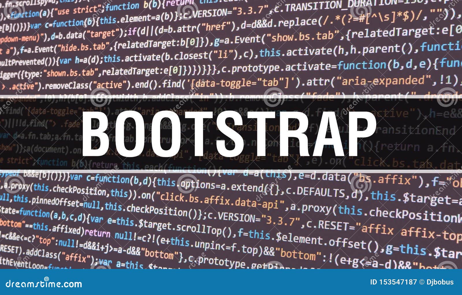 Bootstrap Concept With Random Parts Of Program Code Bootstrap With Programming Code Abstract