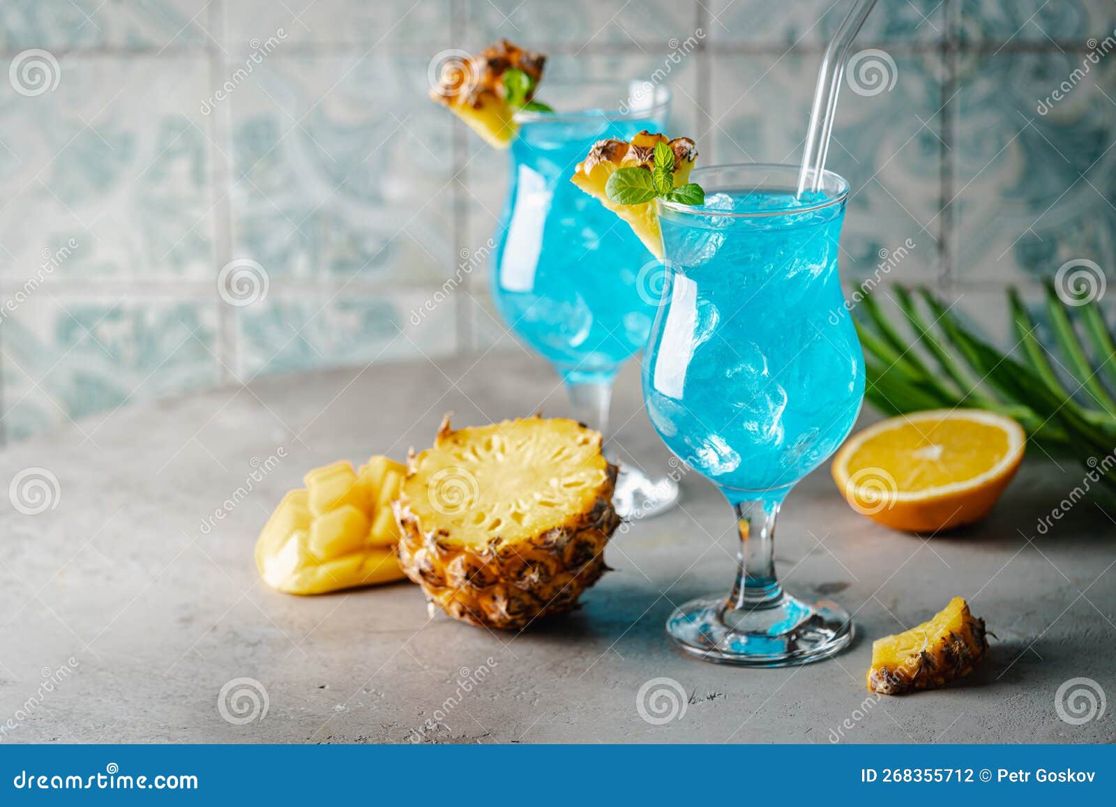 Boozy Blue Hawaii Cocktail stock photo. Image of alcoholic - 268355712