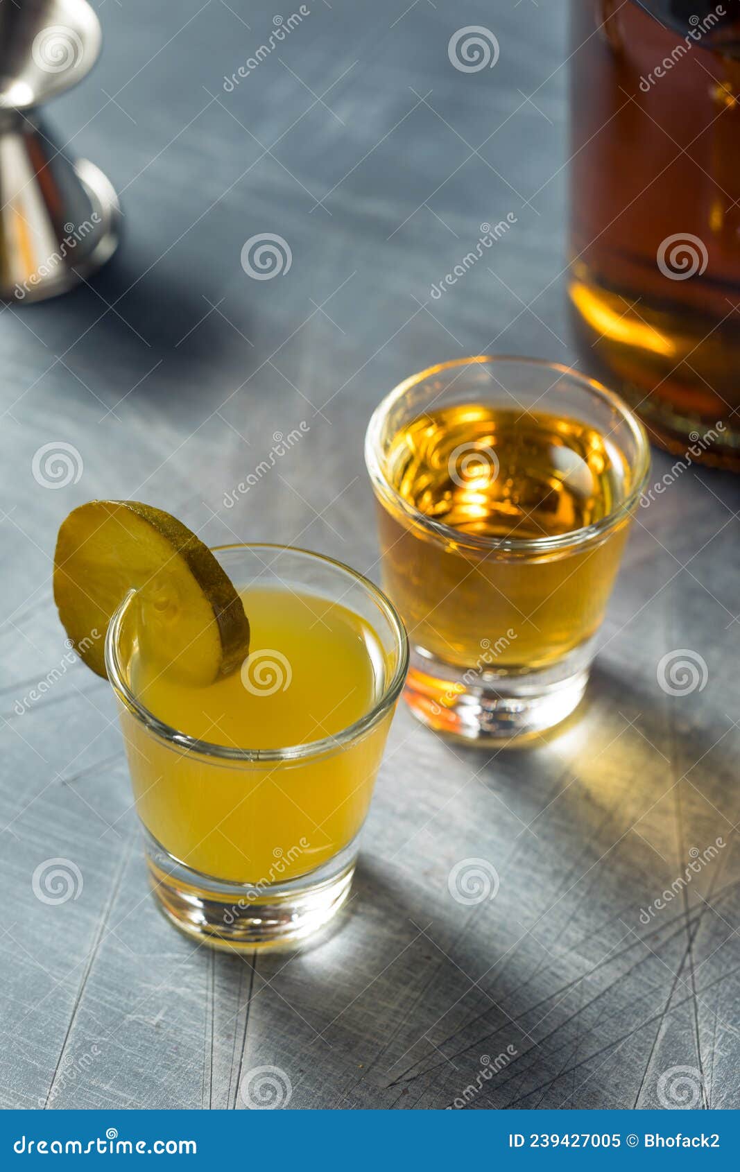 Boozy Cold Pickleback Shot Cocktail Stock Image - Image of saline, sour ...
