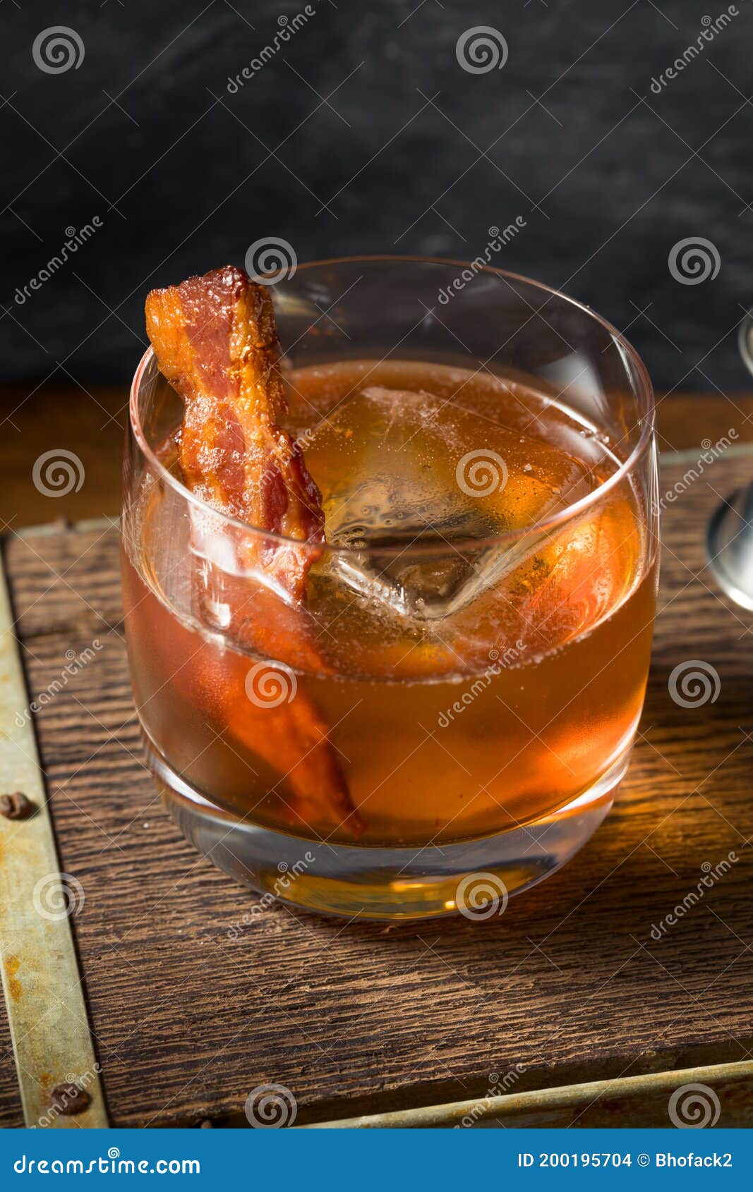 Boozy Maple Bacon Old Fashioned Cocktail Stock Photo - Image of gold ...