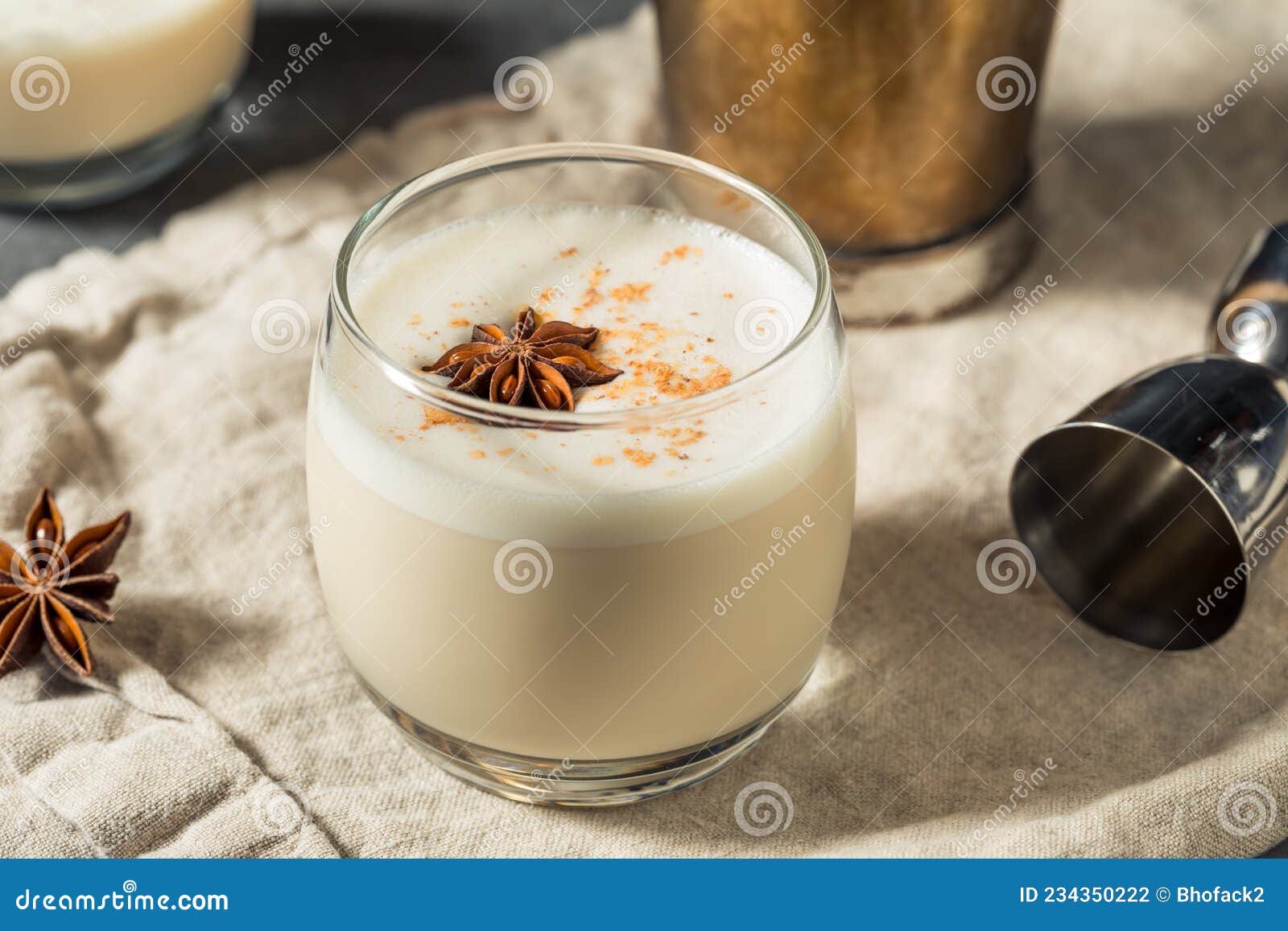 Boozy Refreshing Bourbon Milk Punch Stock Photo - Image of glass, cream ...