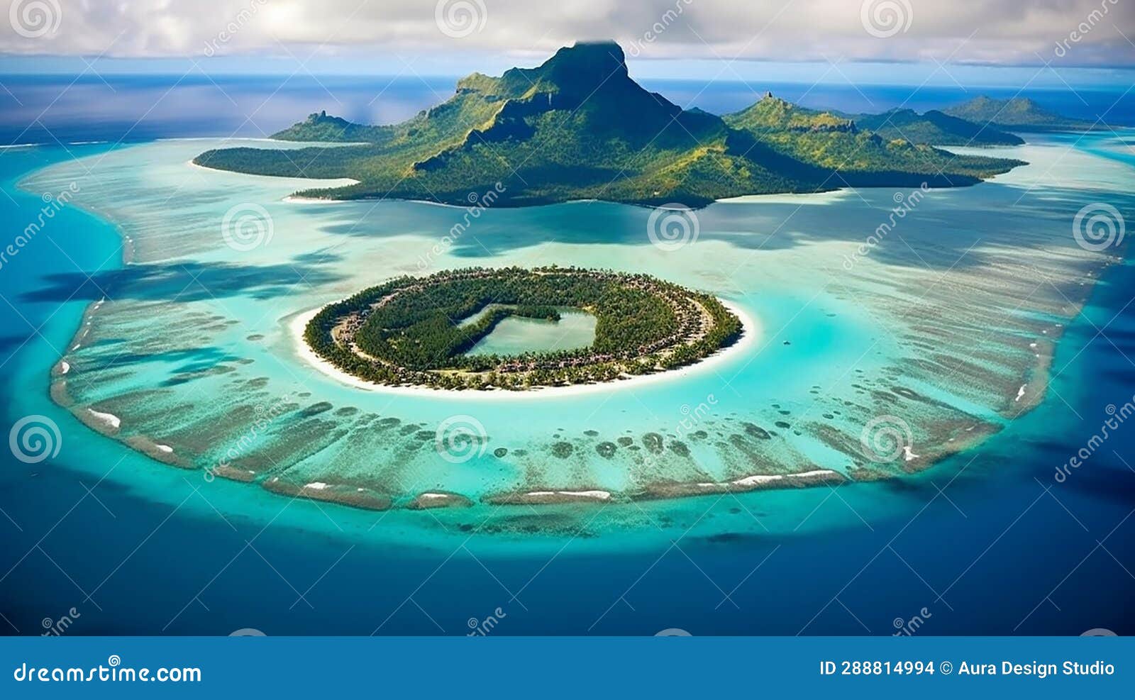 Sea Polynesian Atoll Ring Royalty-Free Cartoon | CartoonDealer.com ...