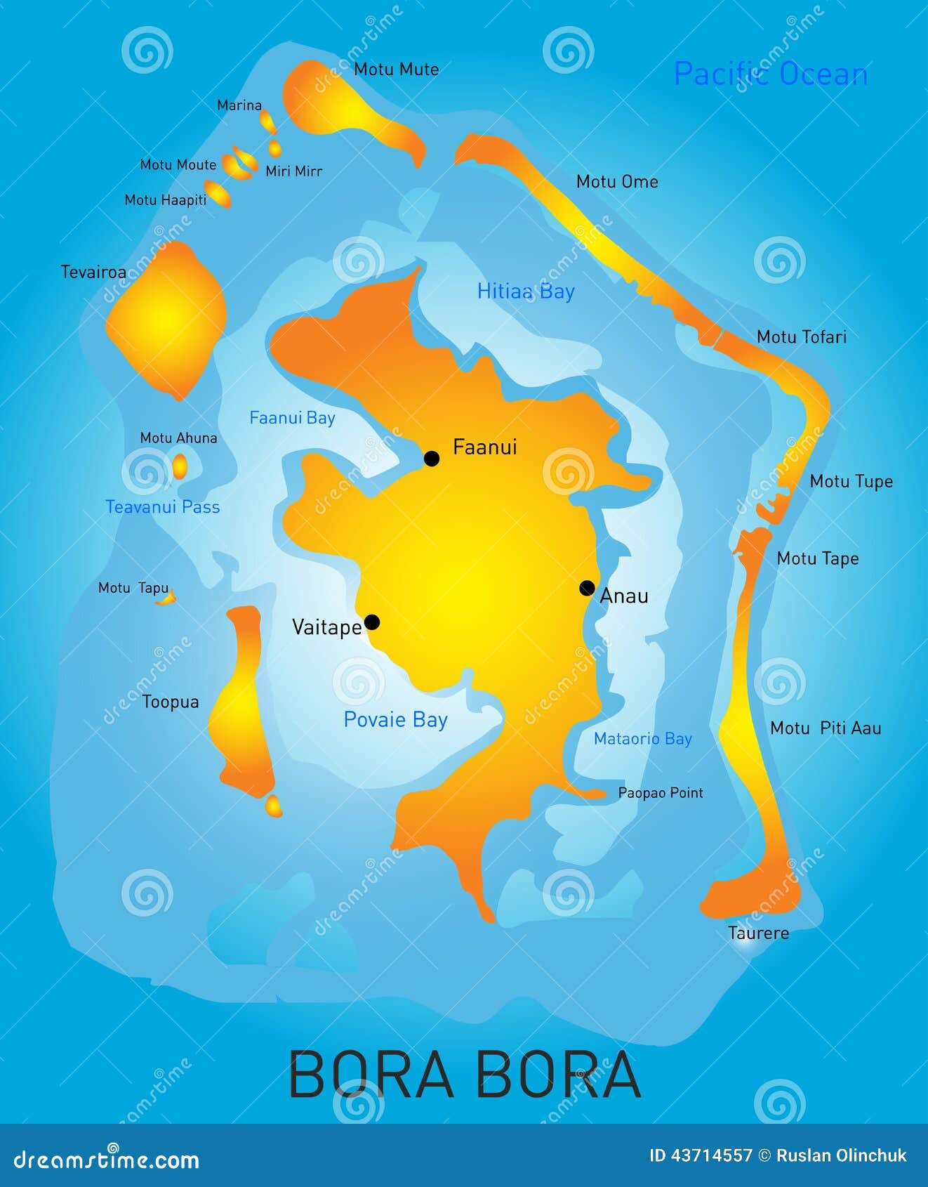Bora Bora Map Cartoon Vector | CartoonDealer.com #42320671