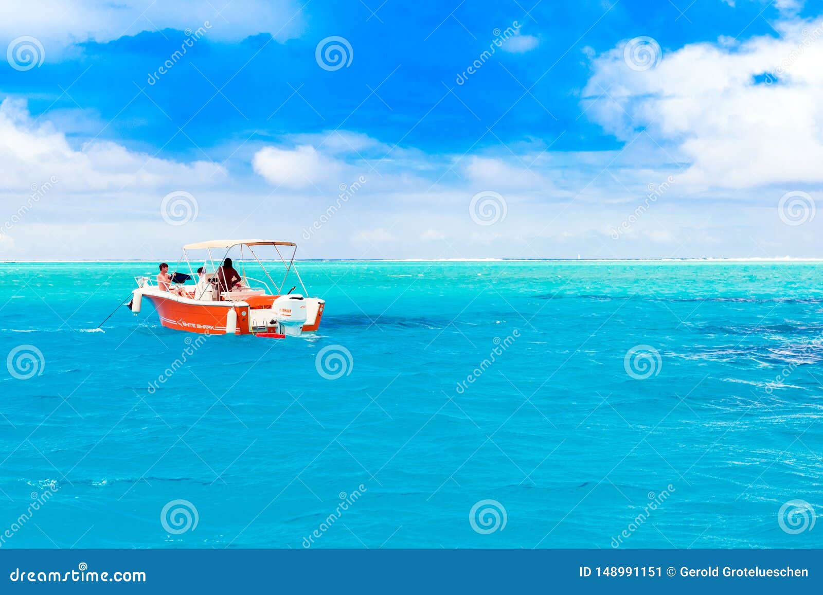 BORA BORA, FRENCH POLYNESIA - SEPTEMBER 19, 2018: View of the Red Boat ...