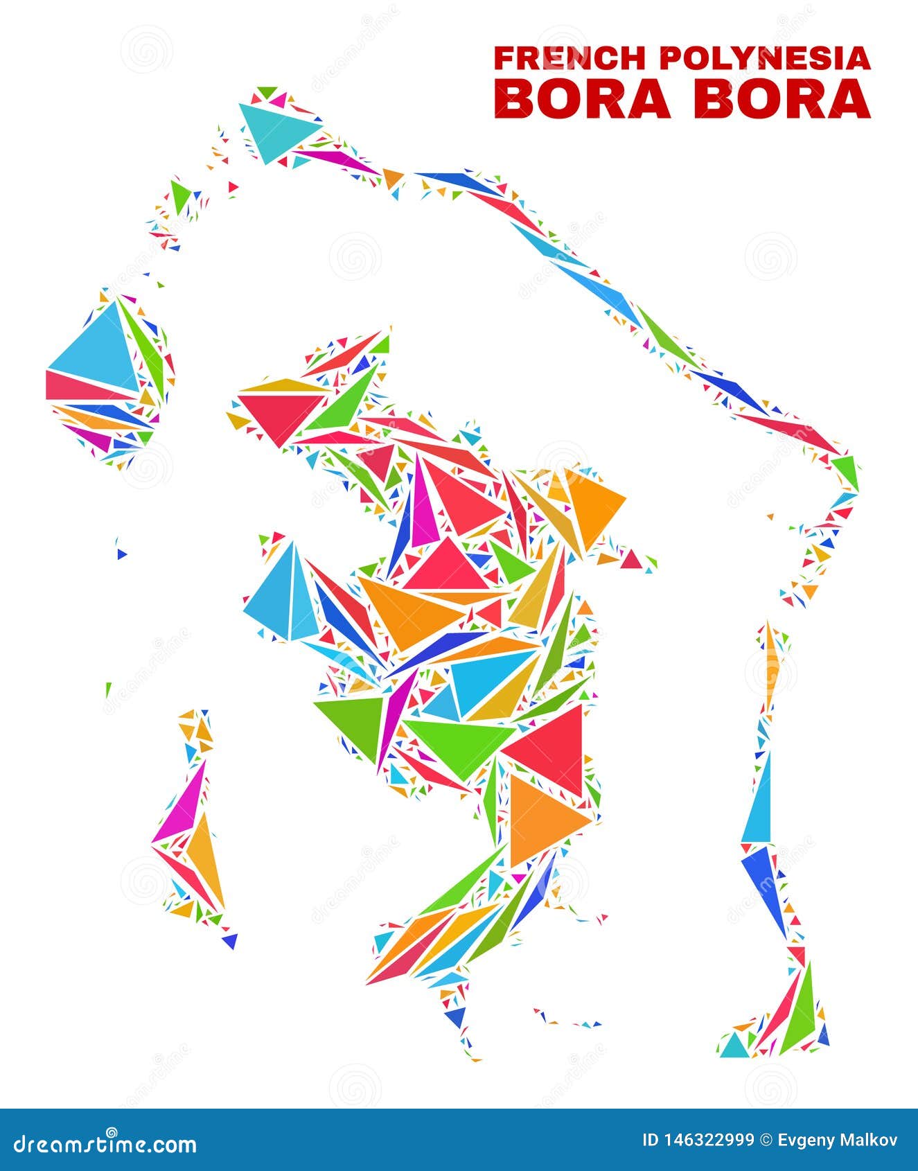 Bora-Bora Map - Mosaic of Color Triangles Stock Vector - Illustration ...