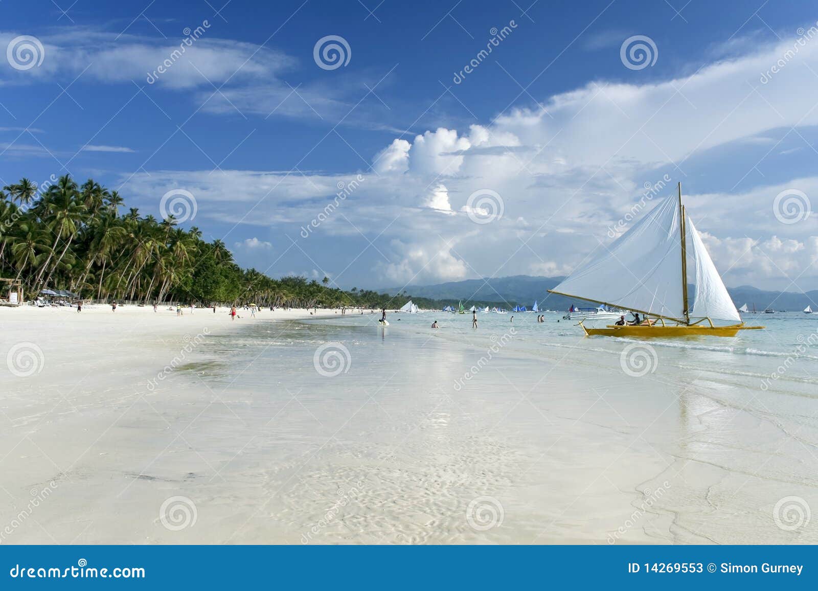 Boracay Island White Beach Paraw Philippines Stock Image - Image of ...