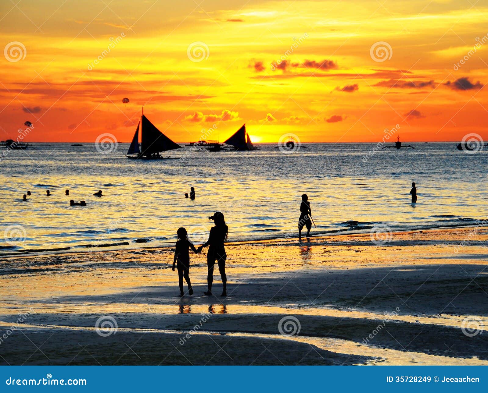 Boracay sunset stock image. Image of landscape, silhouette - 35728249