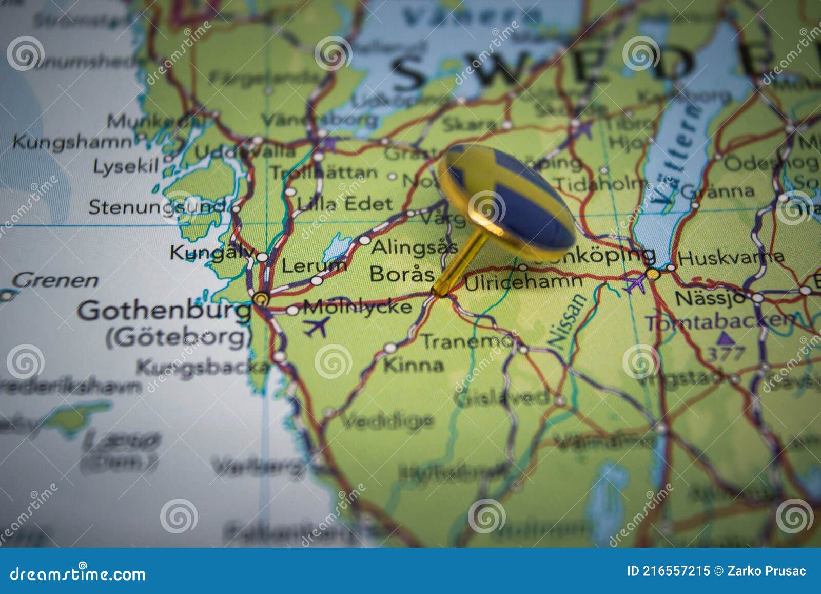 Boras Pinned on a Map with the Flag of Sweden Stock Image - Image of ...