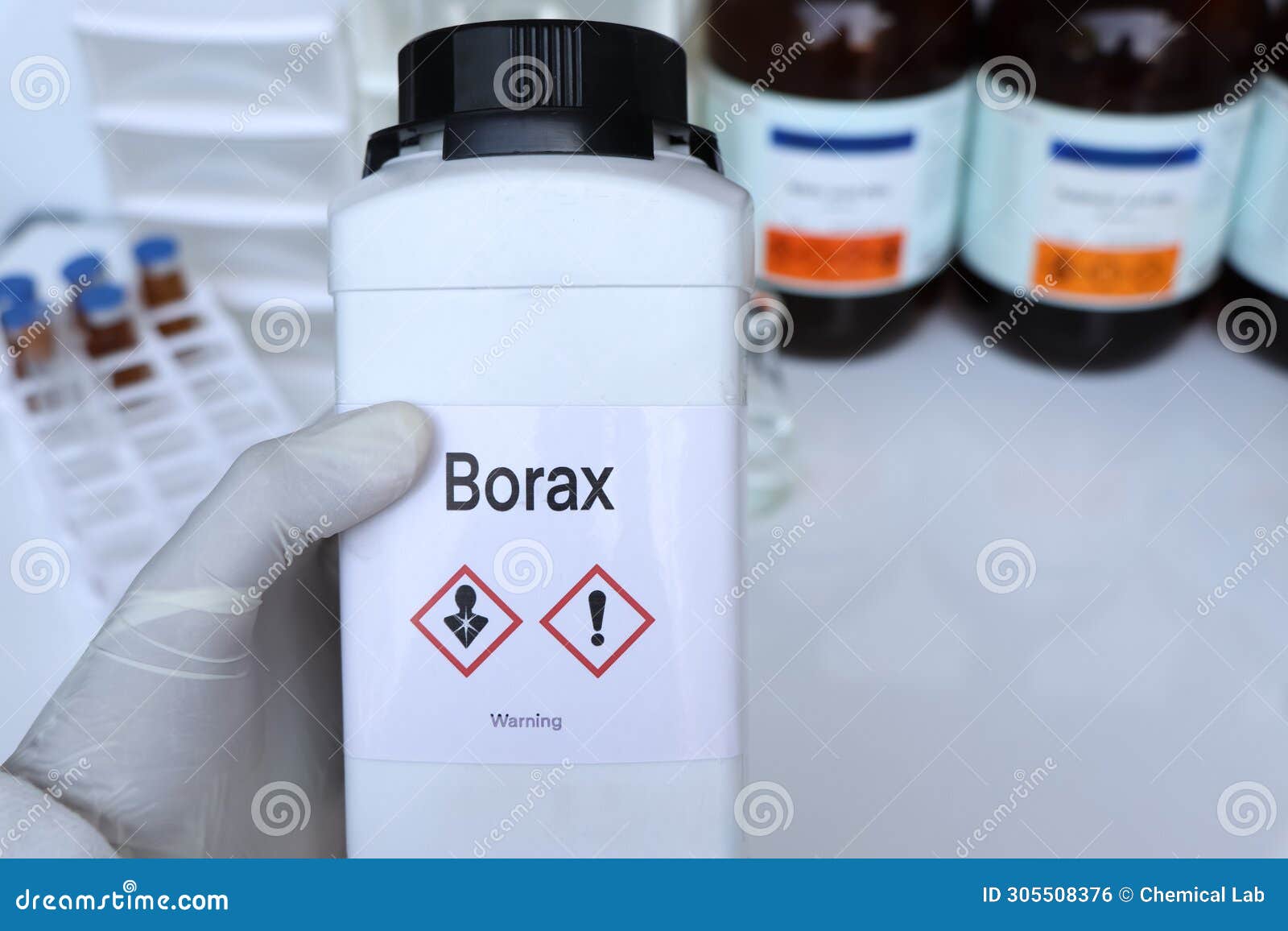 Borax in Container, Chemical Analysis in Laboratory Stock Photo - Image of object, chemicals ...