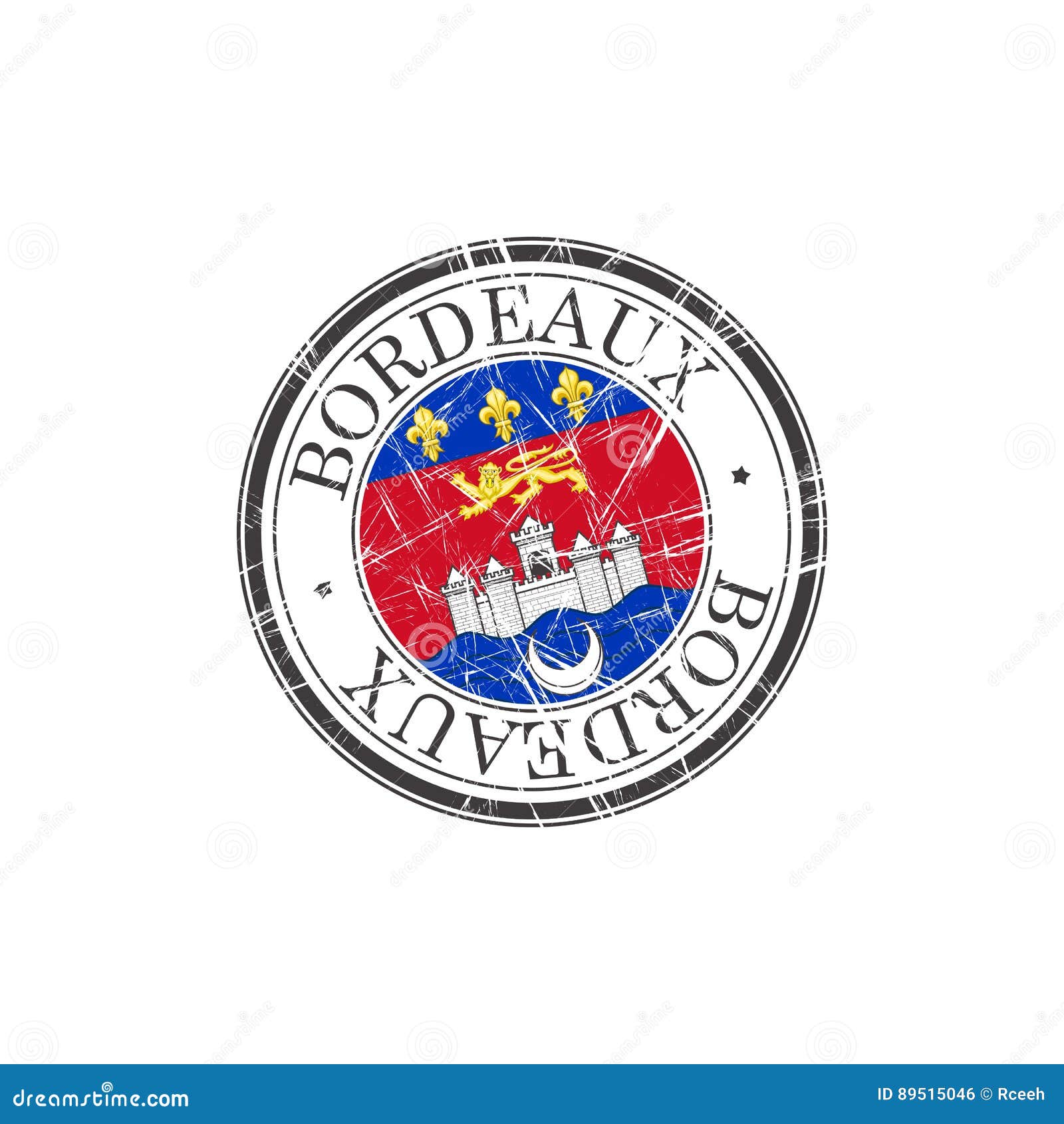 Bordeaux city stamp stock vector. Illustration of france - 89515046