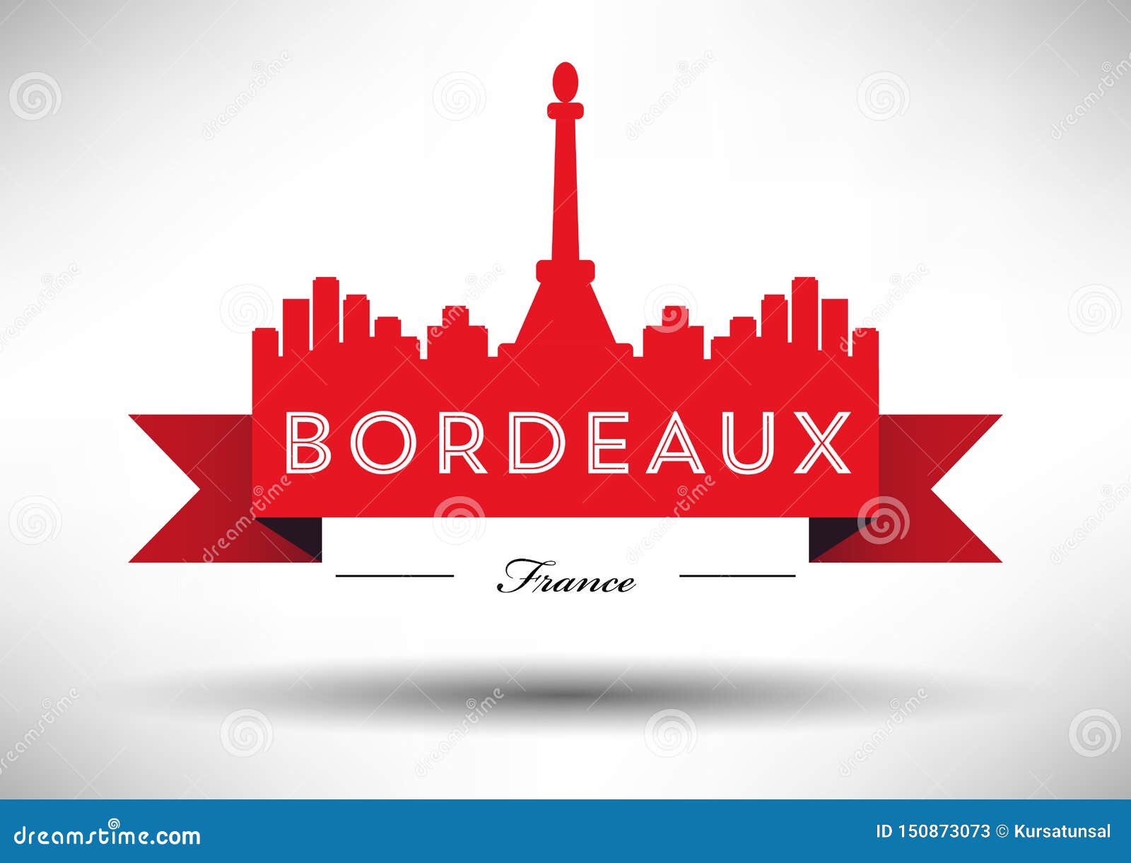 Bordeaux Skyline with Typographic Design Stock Vector - Illustration of ...
