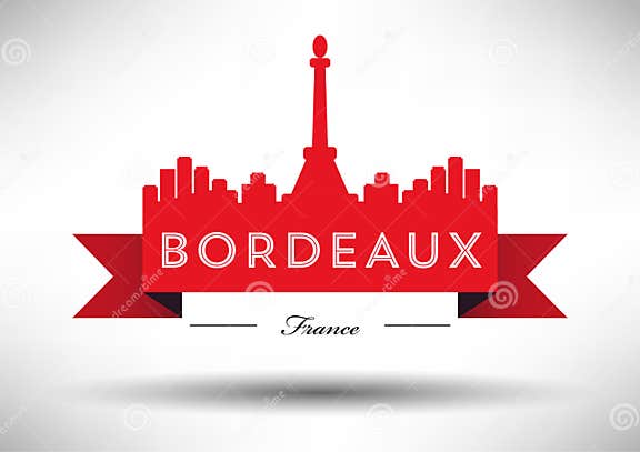 Bordeaux Skyline with Typographic Design Stock Vector - Illustration of ...