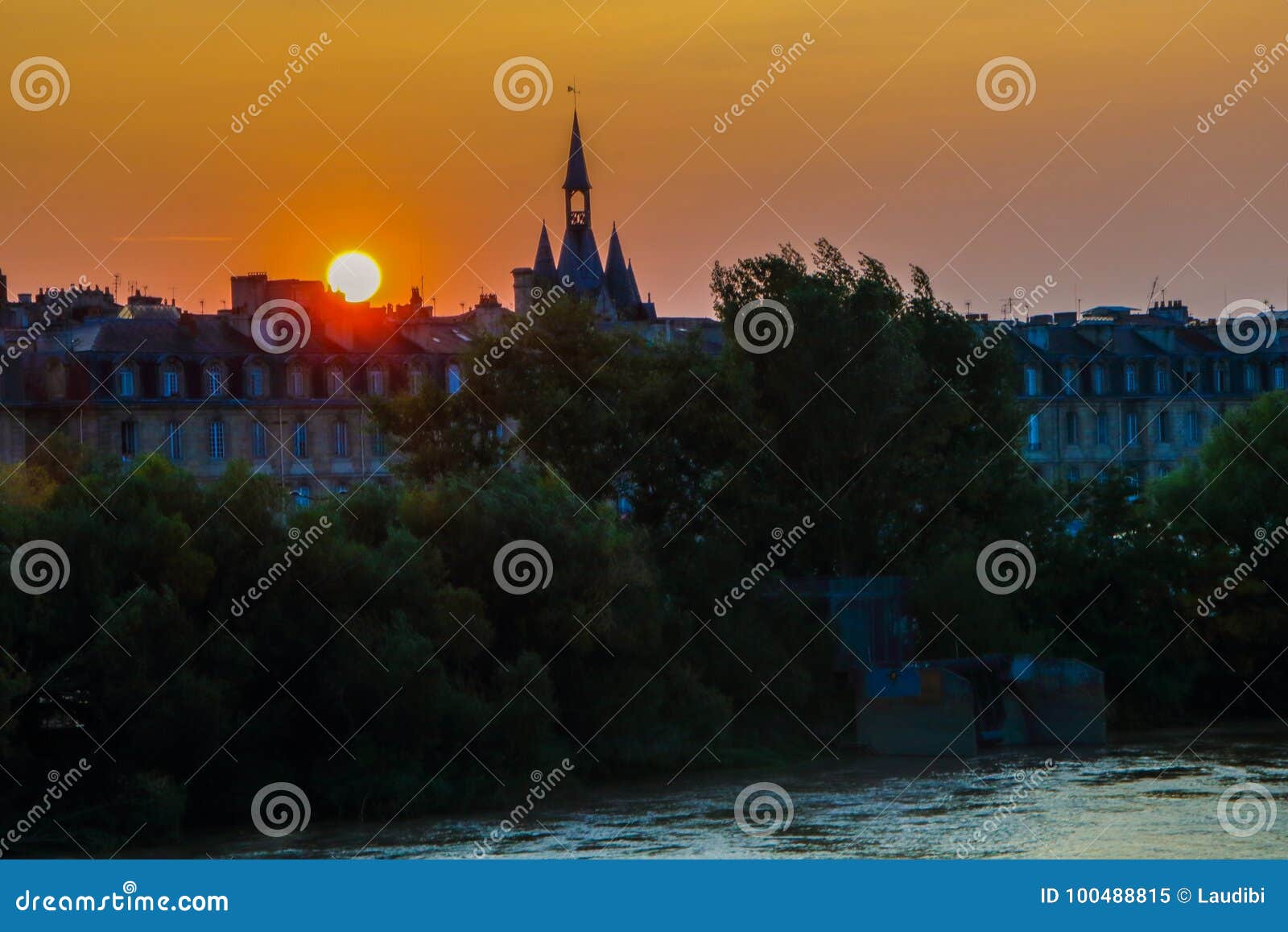 Bordeaux at sunset stock image. Image of background - 100488815