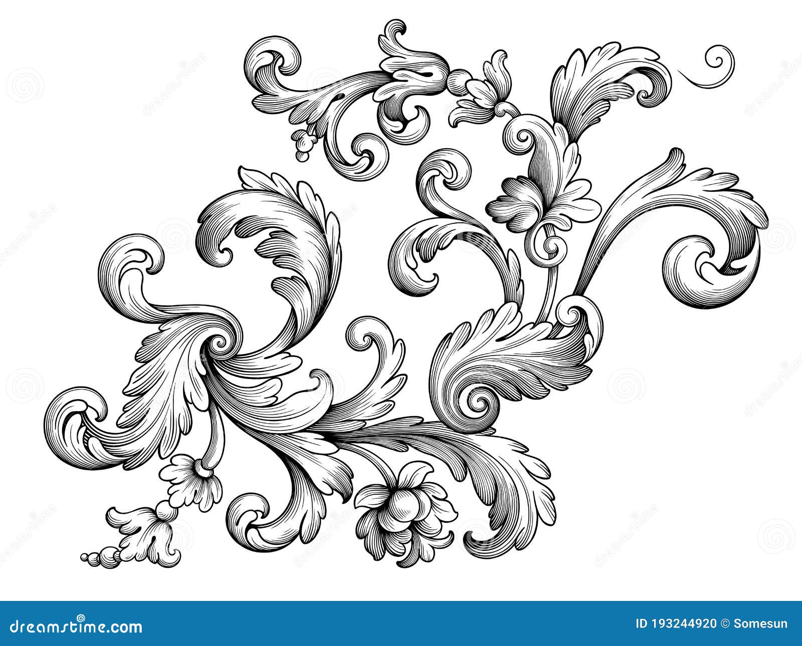 Vintage Baroque Victorian Frame Border Monogram Floral Ornament Scroll ...