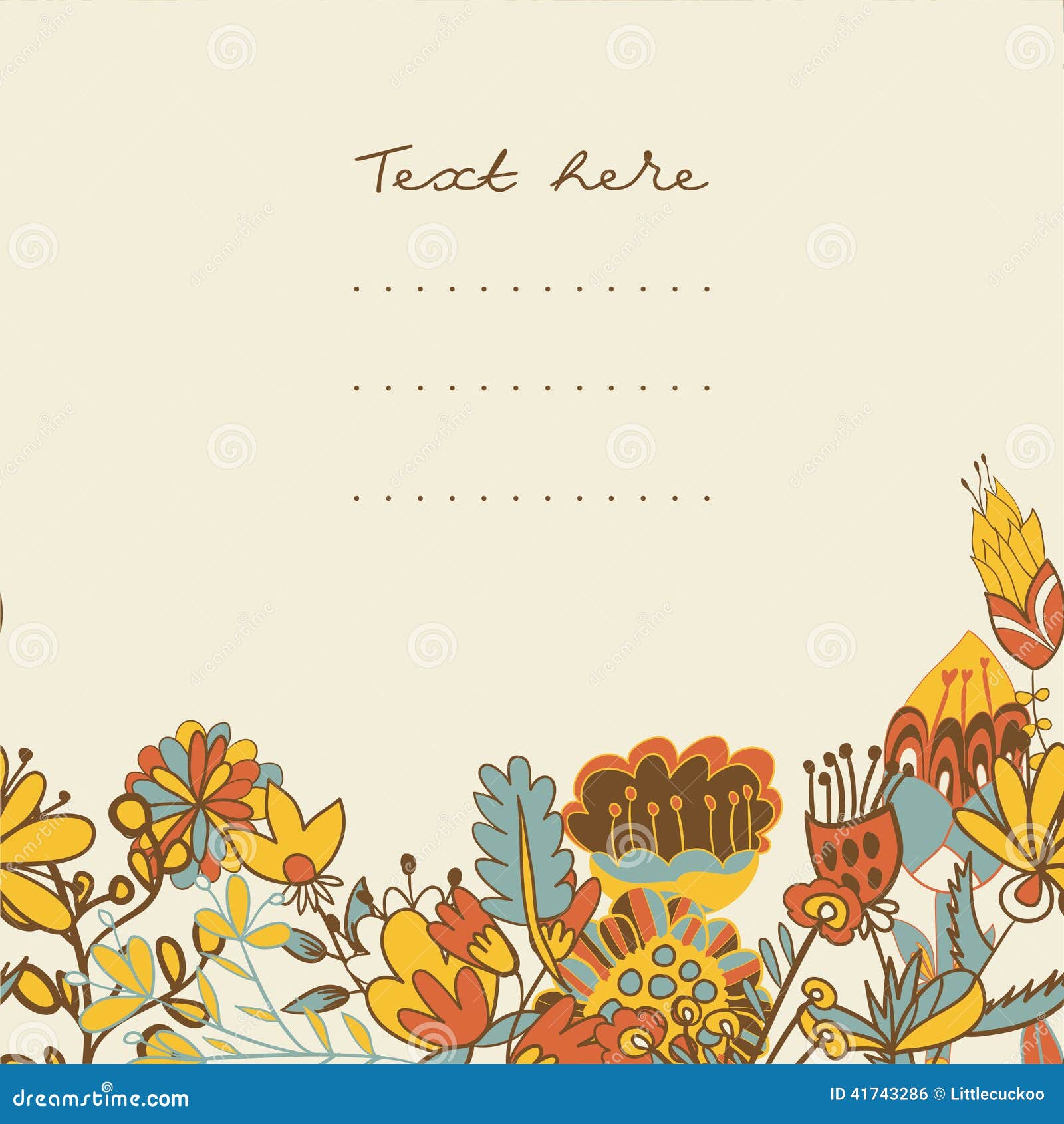 Border with Abstract Hand-drawn Flowers Stock Illustration ...