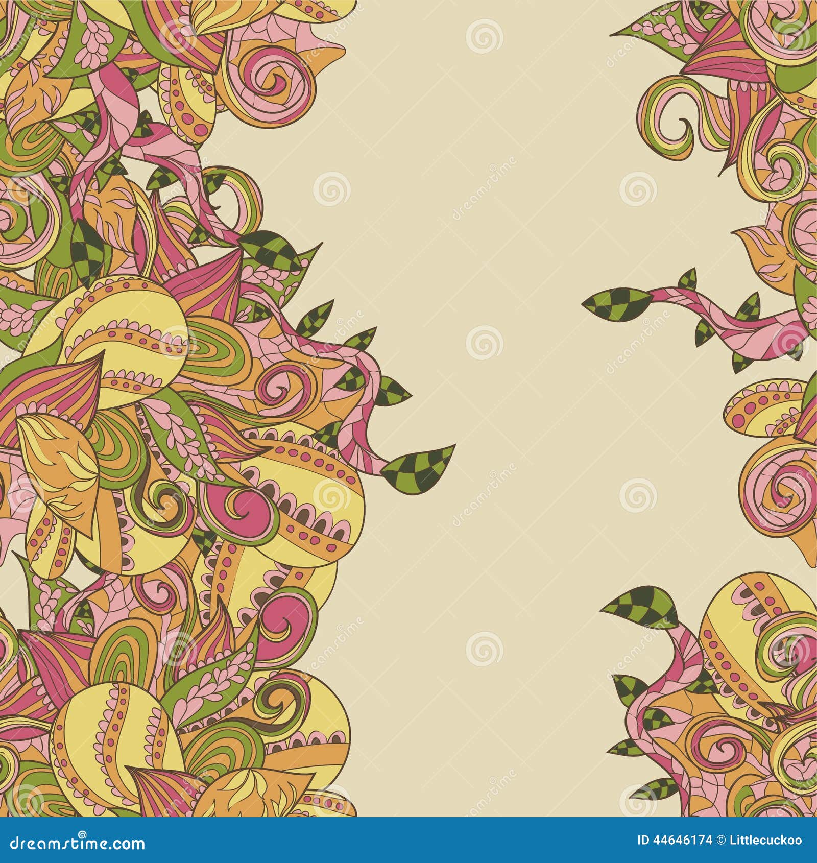 Border with Abstract Hand-drawn Pattern Stock Vector - Illustration of ...