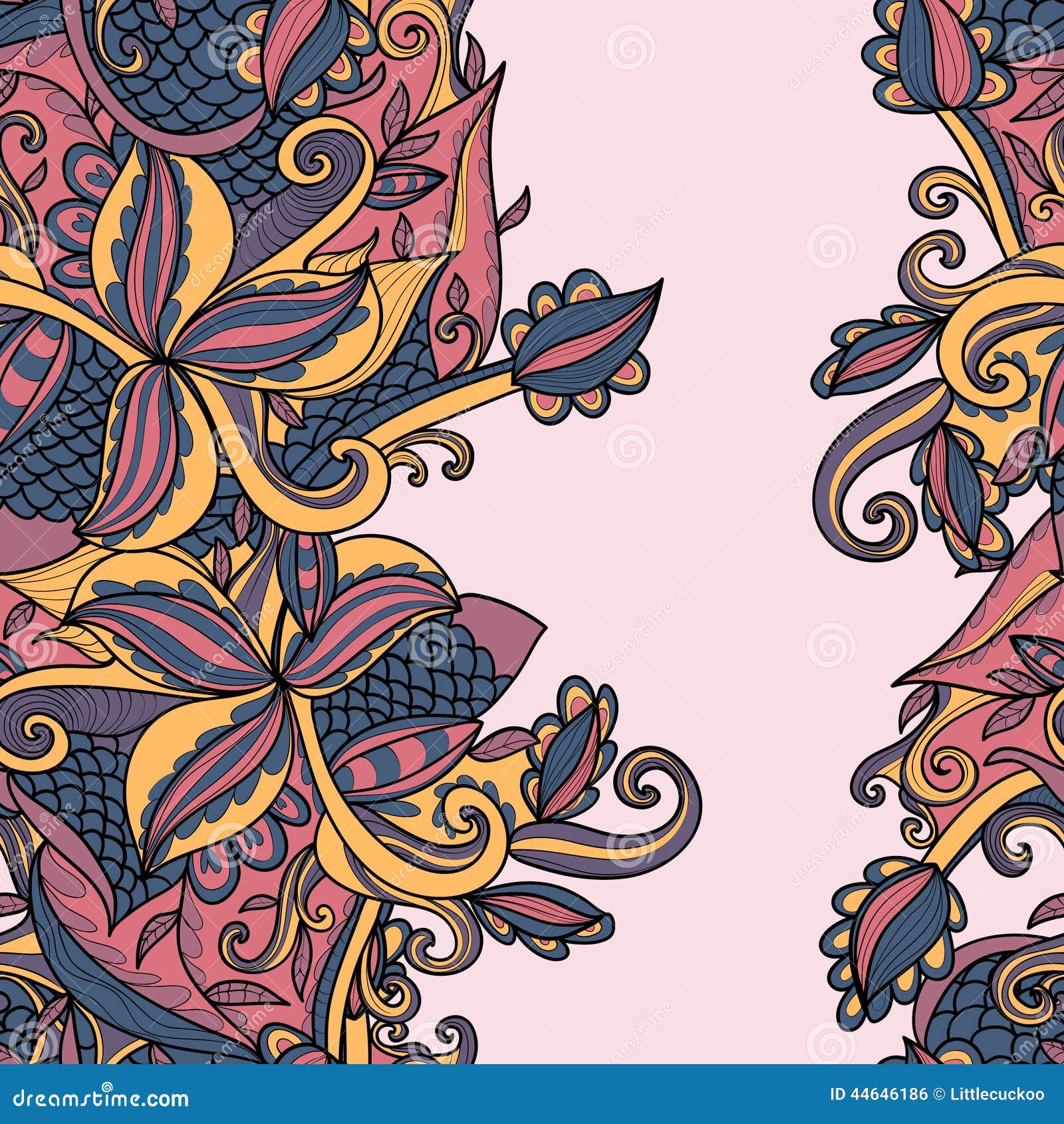 Border with Abstract Hand-drawn Pattern Stock Vector - Illustration of ...