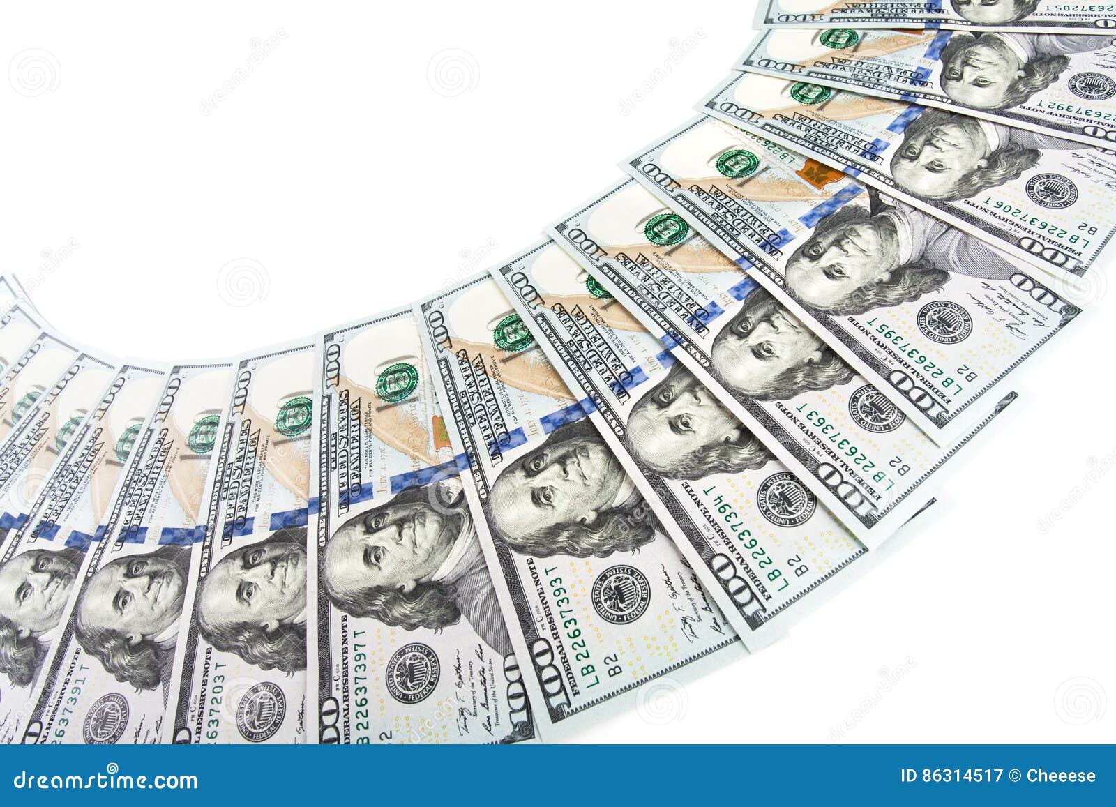 A Border of American Money Isolated on White Stock Image - Image of ...