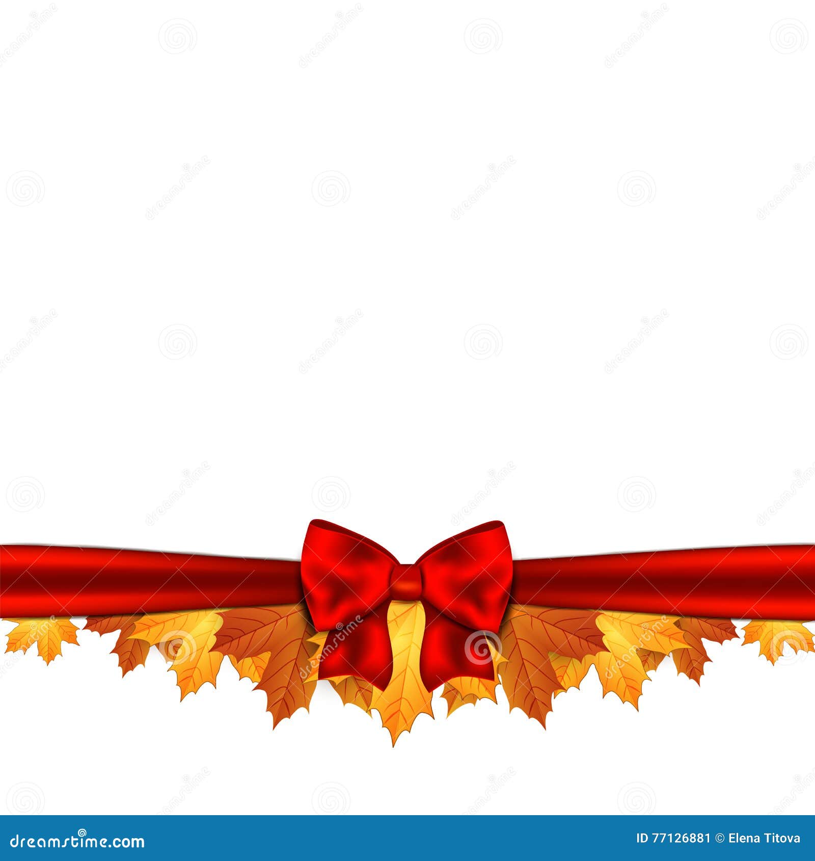 Border of Autumn Maples Leaves Decorated with a Red Bow. Vector Stock ...