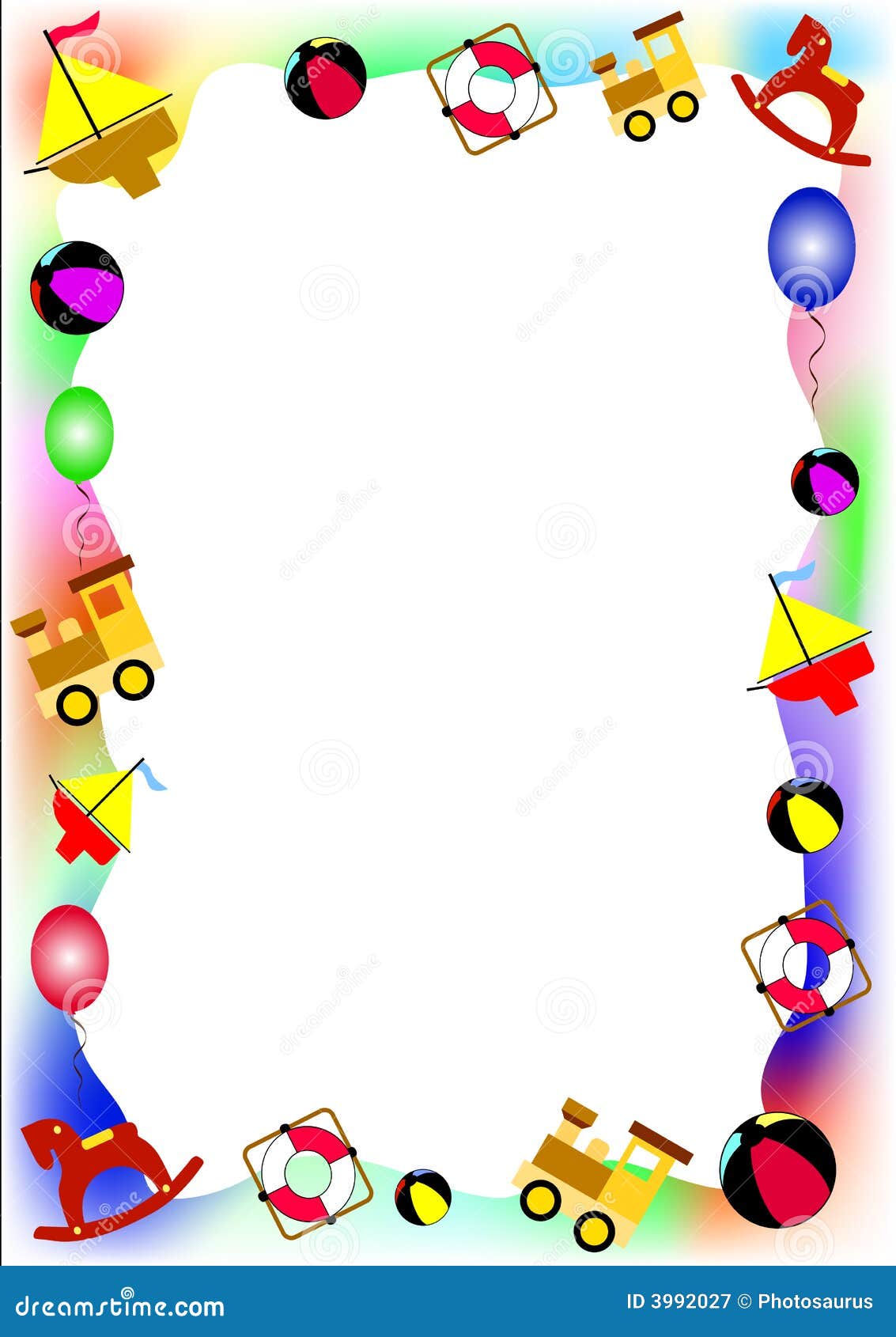 Border of baby toys stock vector. Illustration of balloon - 3992027