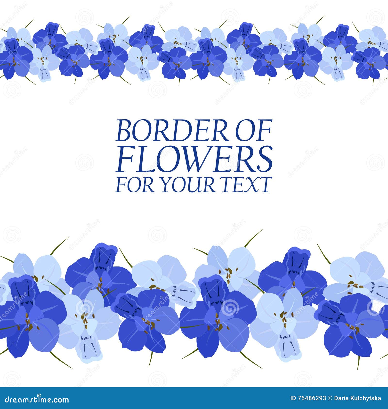 Border of Blue Flowers for Your Text Stock Vector - Illustration of ...