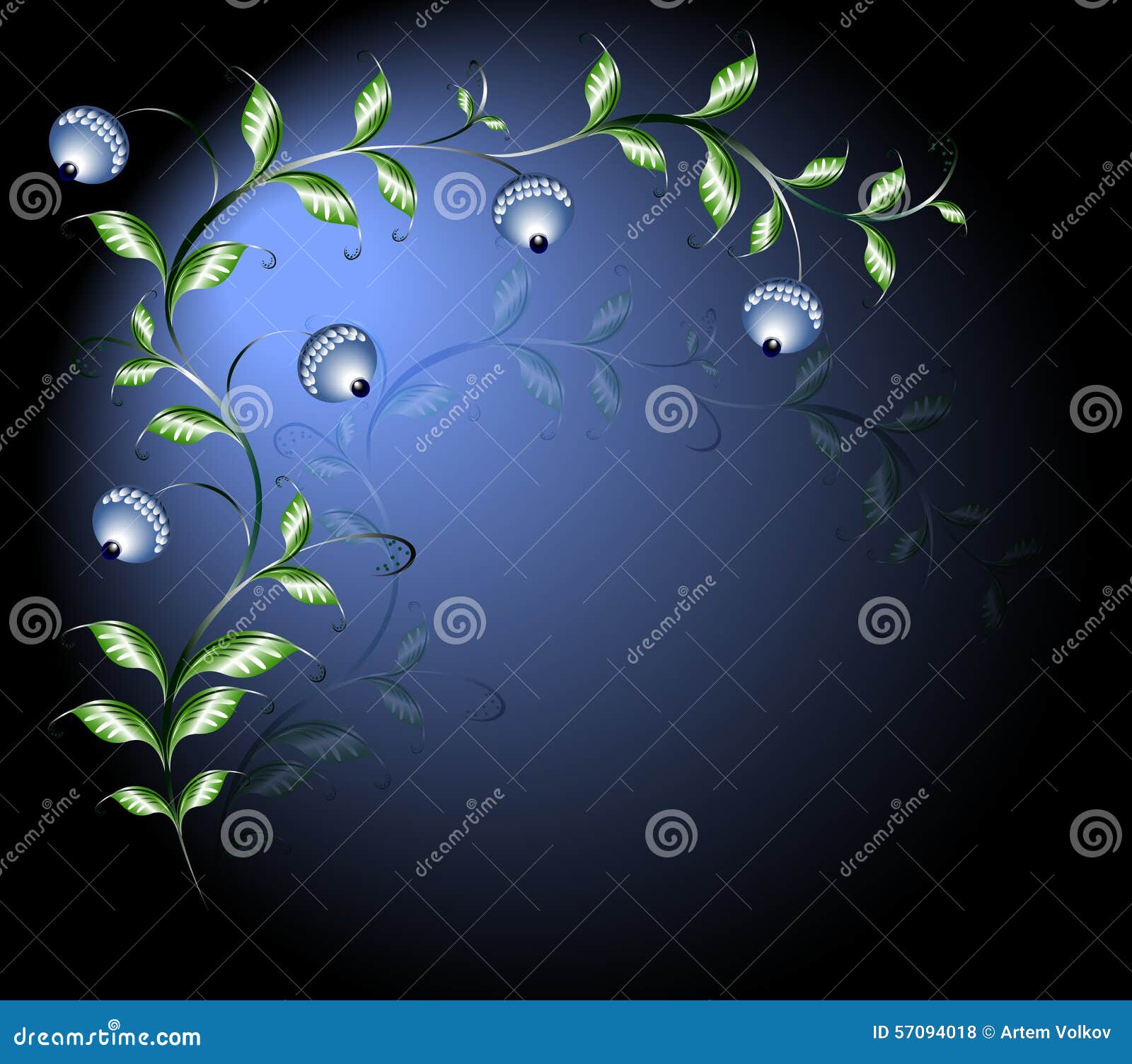 Border of Branches with Flower Buds. EPS10 Illustration Stock ...