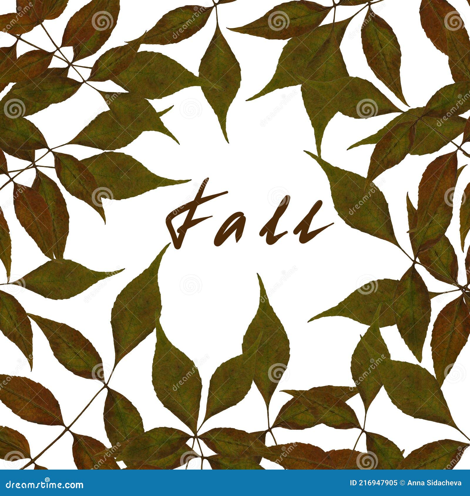 Border with Branches and Leaves and with Fall Word Stock Illustration ...