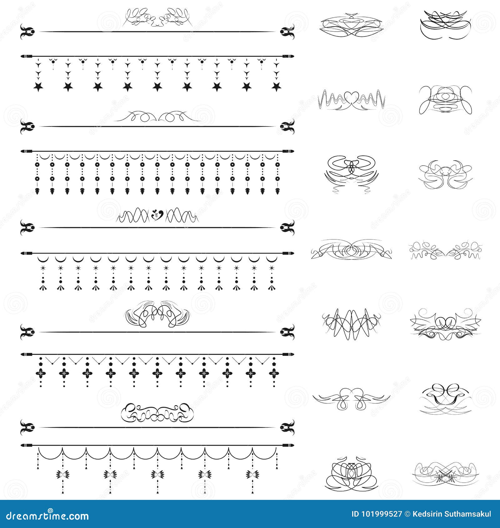 Border Calligraphic Set Vector Stock Vector - Illustration of ...