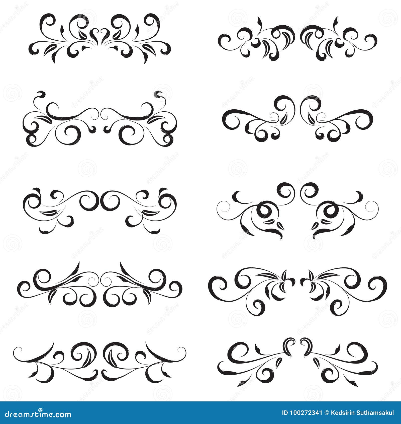 Border Calligraphic Vector Set Stock Vector - Illustration of flourish ...