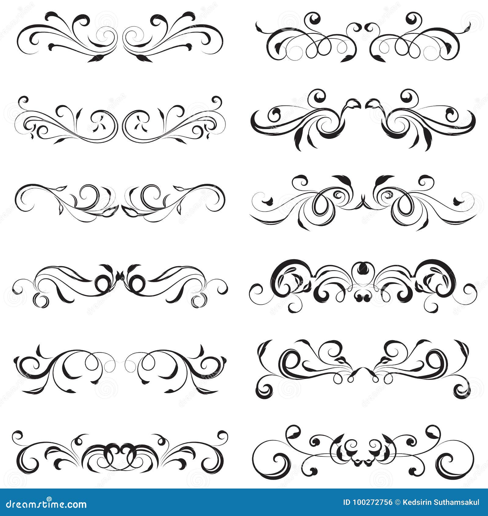 Border Calligraphic Vector Set Stock Vector - Illustration of border ...