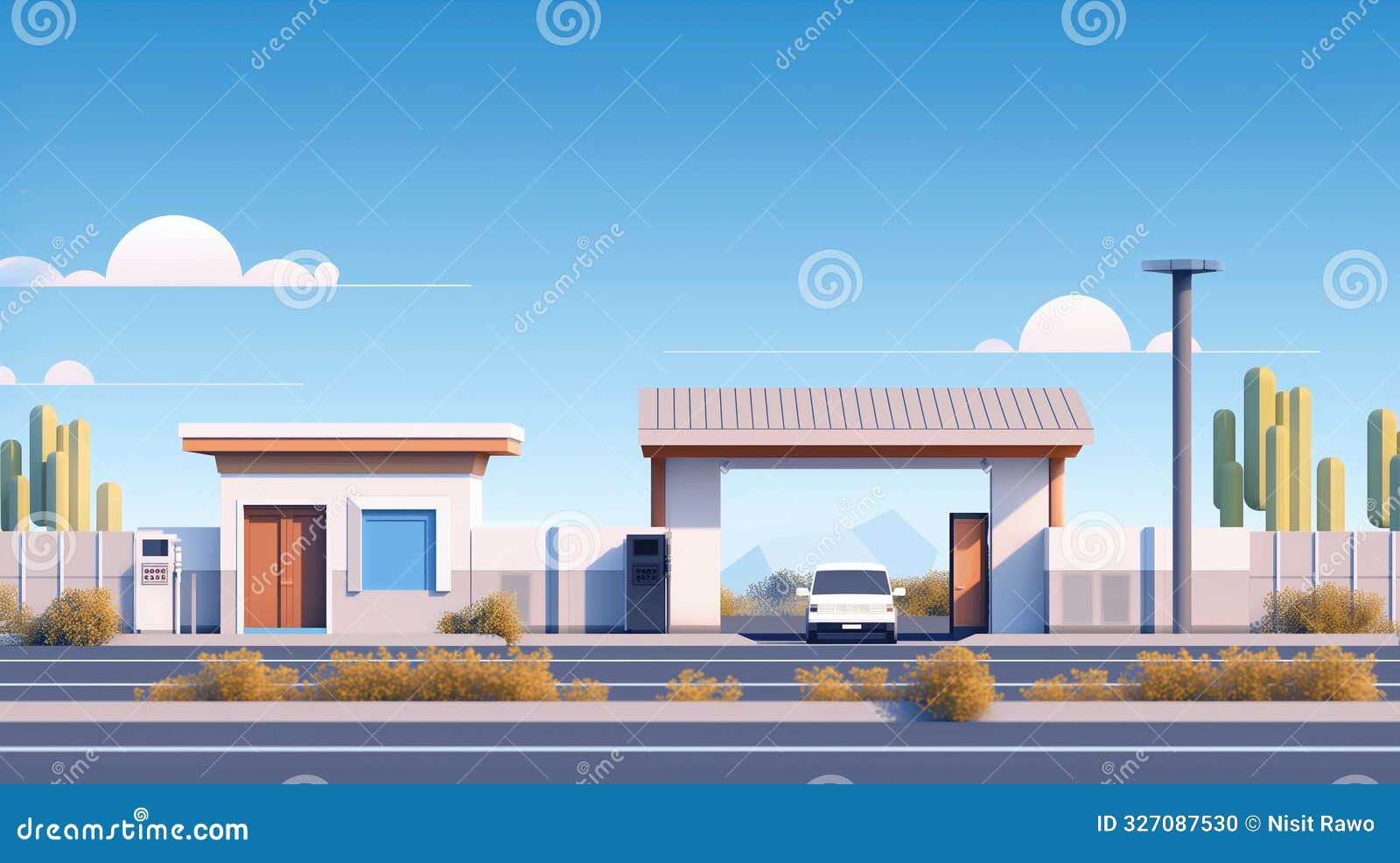 Border Checkpoint with Security Personnel and Scanning Equipment ...