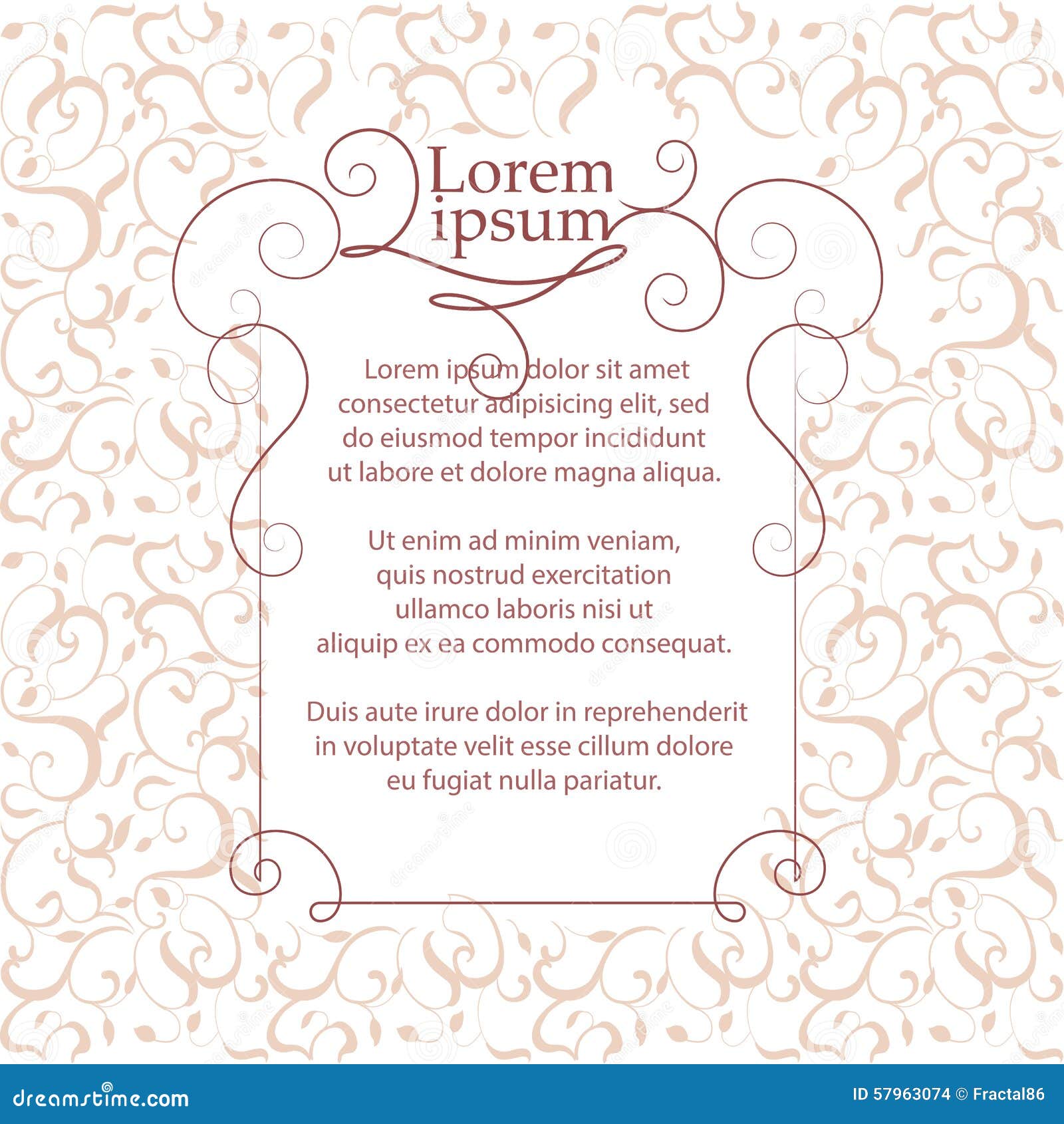 Border and Classic Pattern. Template for Greeting Stock Vector ...