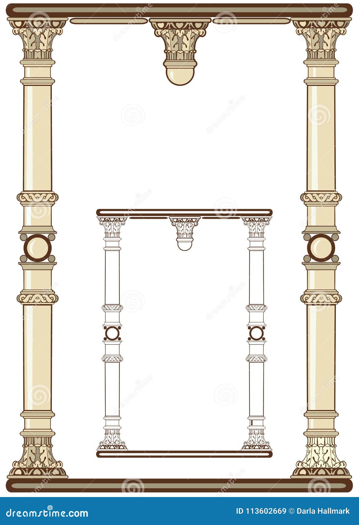 Classic Columns in a Border Design Stock Vector - Illustration of ...