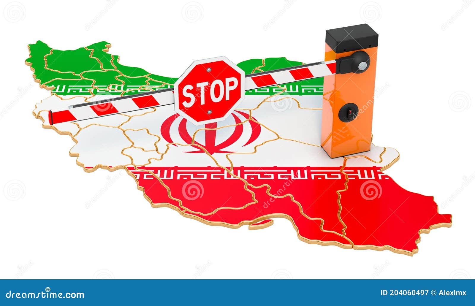 Border Close in Iran. Customs and Border Protection Concept Stock ...