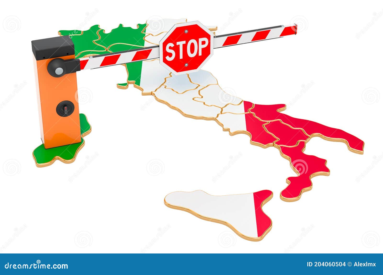 Border Close in Italy. Customs and Border Protection Concept Stock ...
